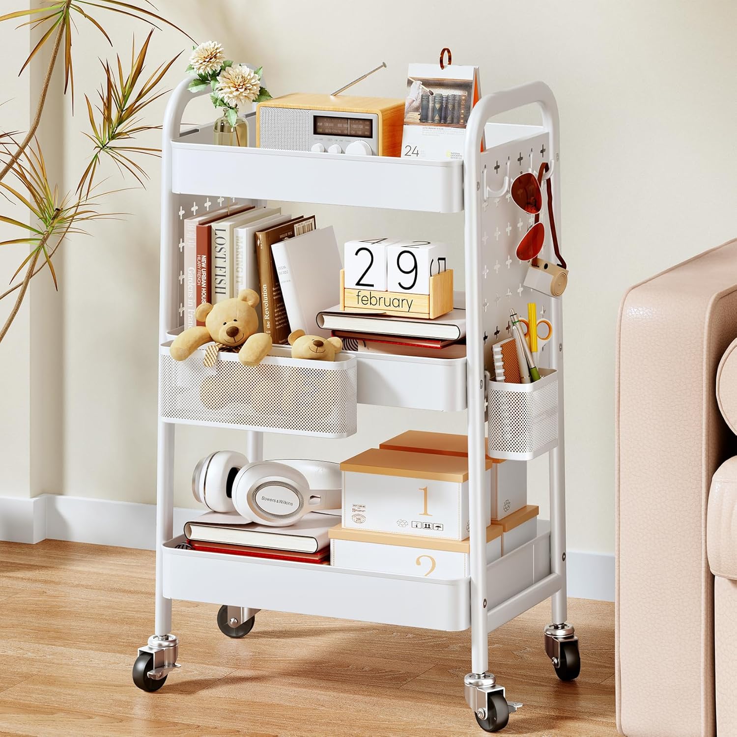 Amazon.com: SNTD 3 Tier Rolling Craft Cart - Utility Storage Metal ...