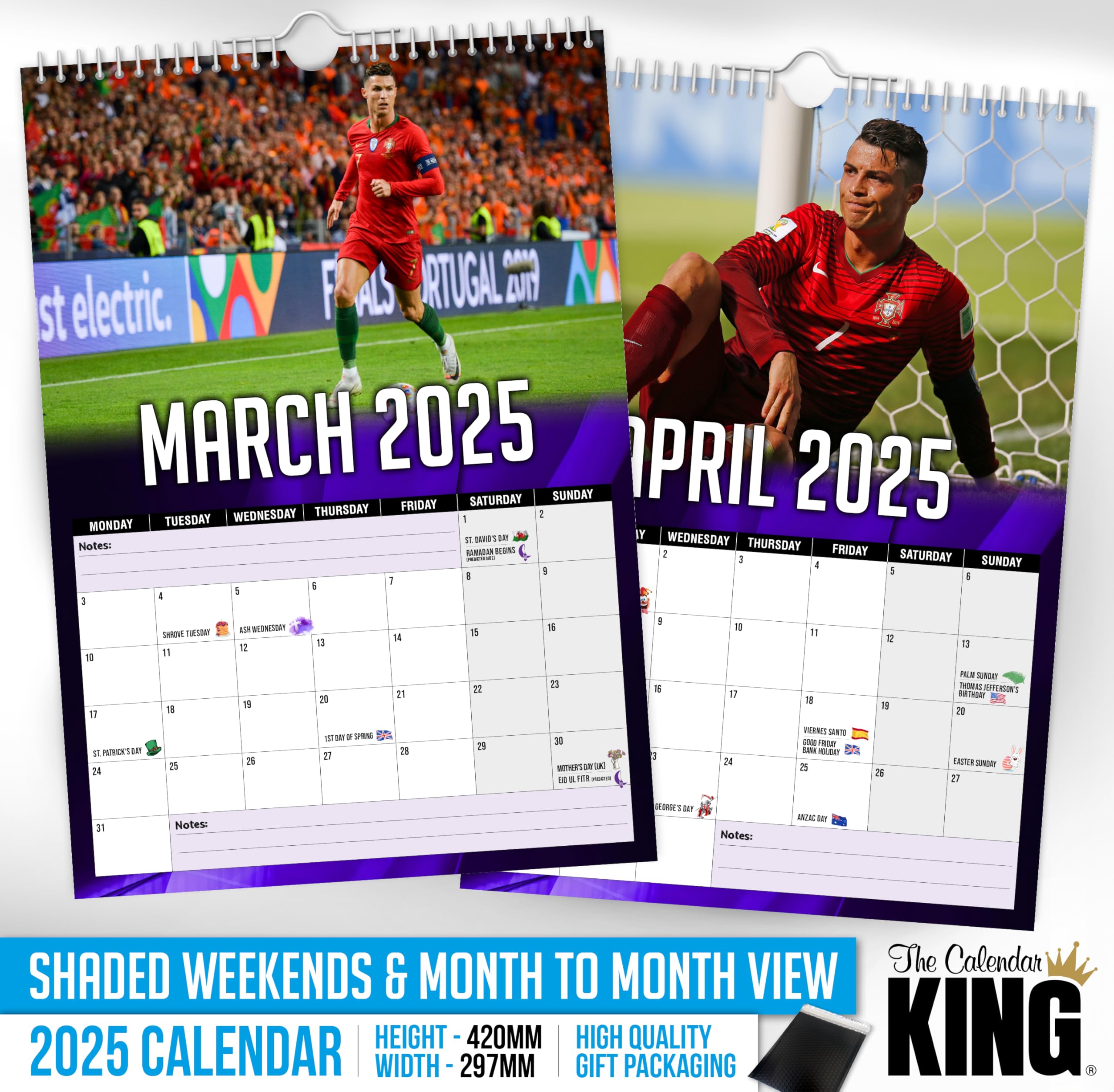 The Calendar King // Cristiano Ronaldo – 2025 Wall Calendar (Full ...