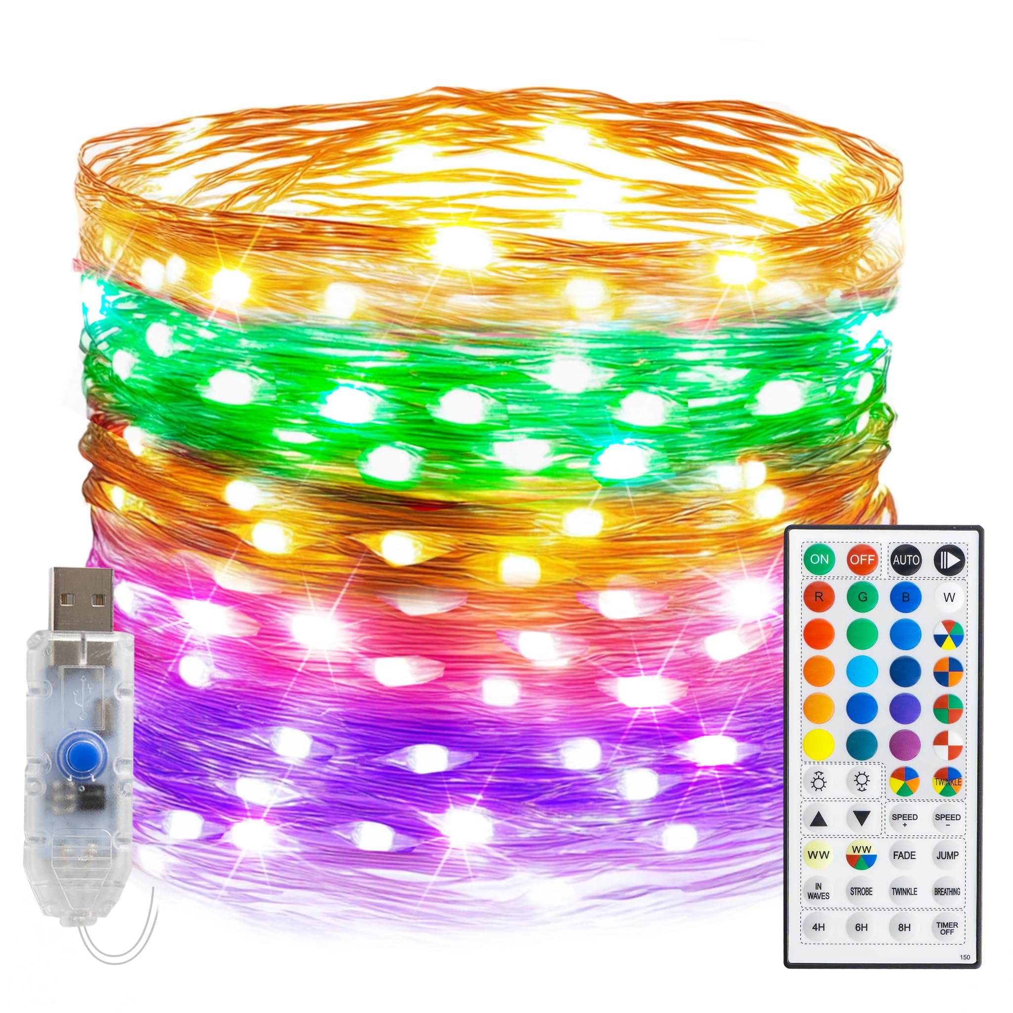Amazon.com: TW Shine Color Changing Fairy Lights, 100 LED 32.8 FT USB ...