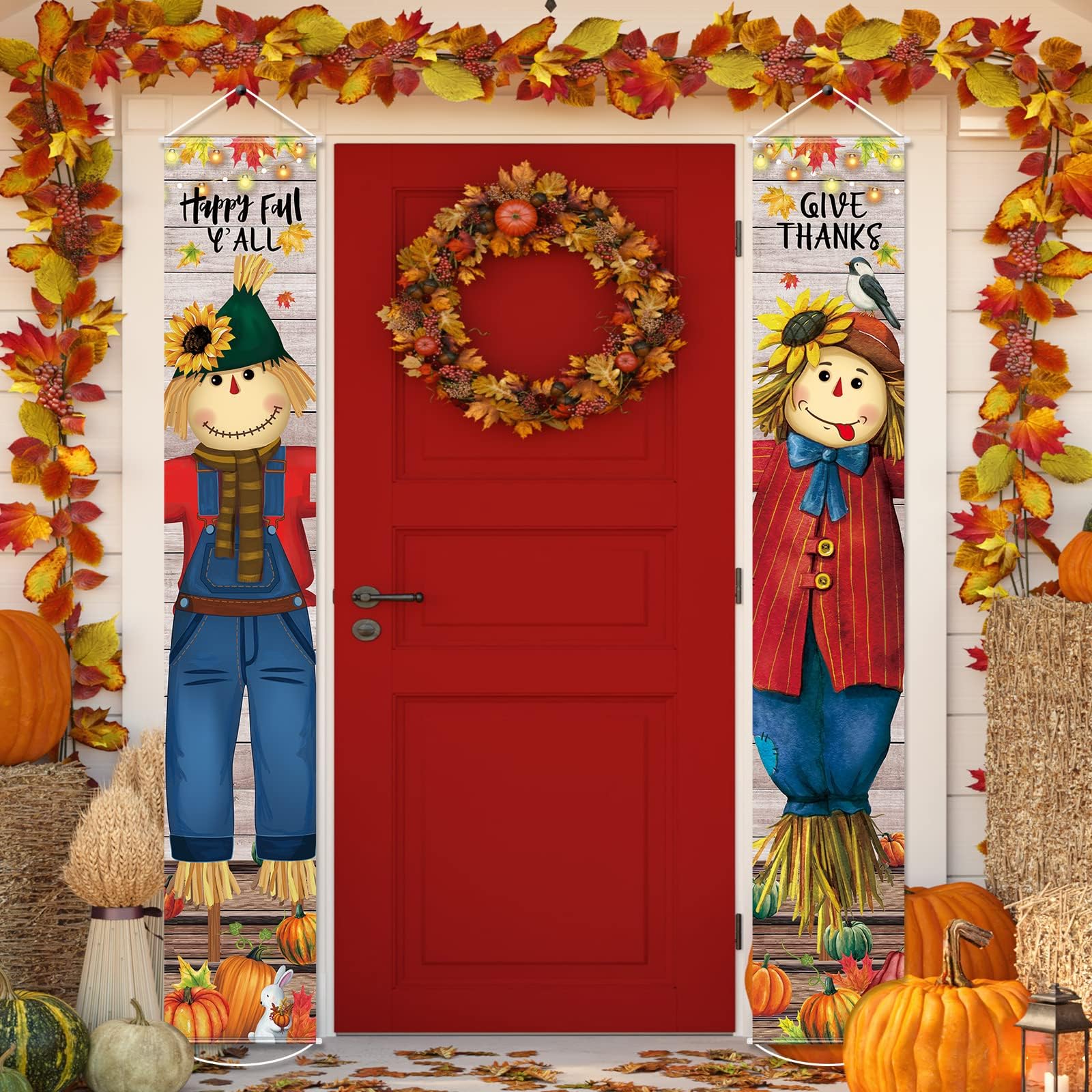 Amazon.com: Welcome Fall Porch Banners Autumn Harvest Door Banner with ...