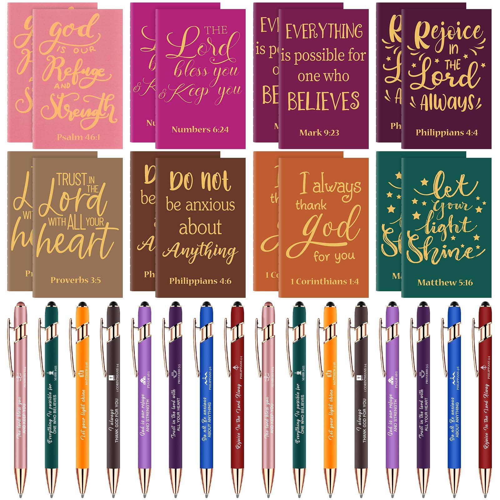 WWmily 32Pcs Christian Gift Set Bible Verse Notebooks and Pens Bulk ...