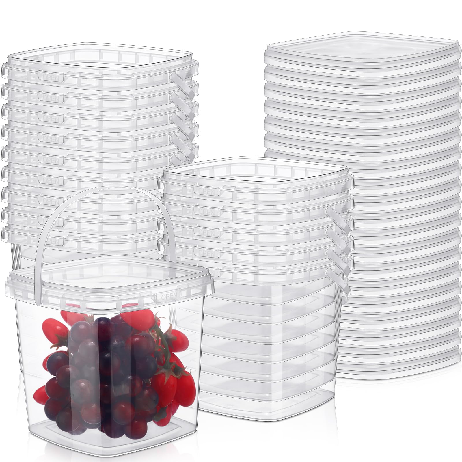 Amazon.com: Menkxi 15 Pcs 68 oz Plastic Deli Containers with Lids and ...