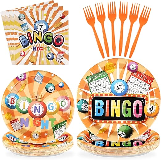 Amazon.com: 96Pcs Bingo Party Supplies Colorful Bingo Night Plates and ...