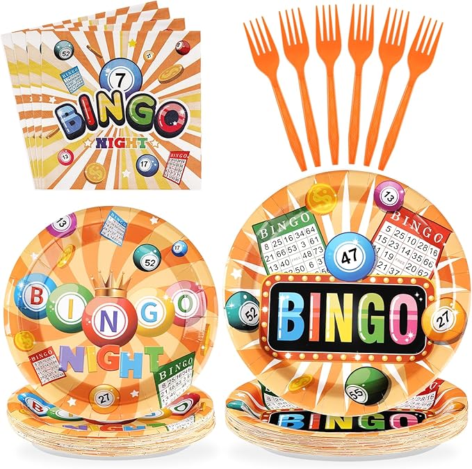 Amazon.com: 96Pcs Bingo Party Supplies Colorful Bingo Night Plates and ...
