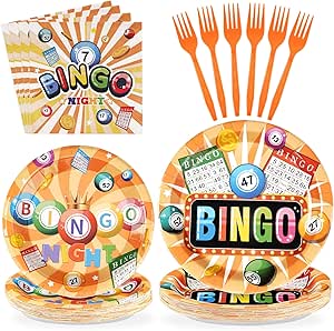 Amazon.com: Grencian 96Pcs Bingo Party Supplies Bingo Party Plates ...