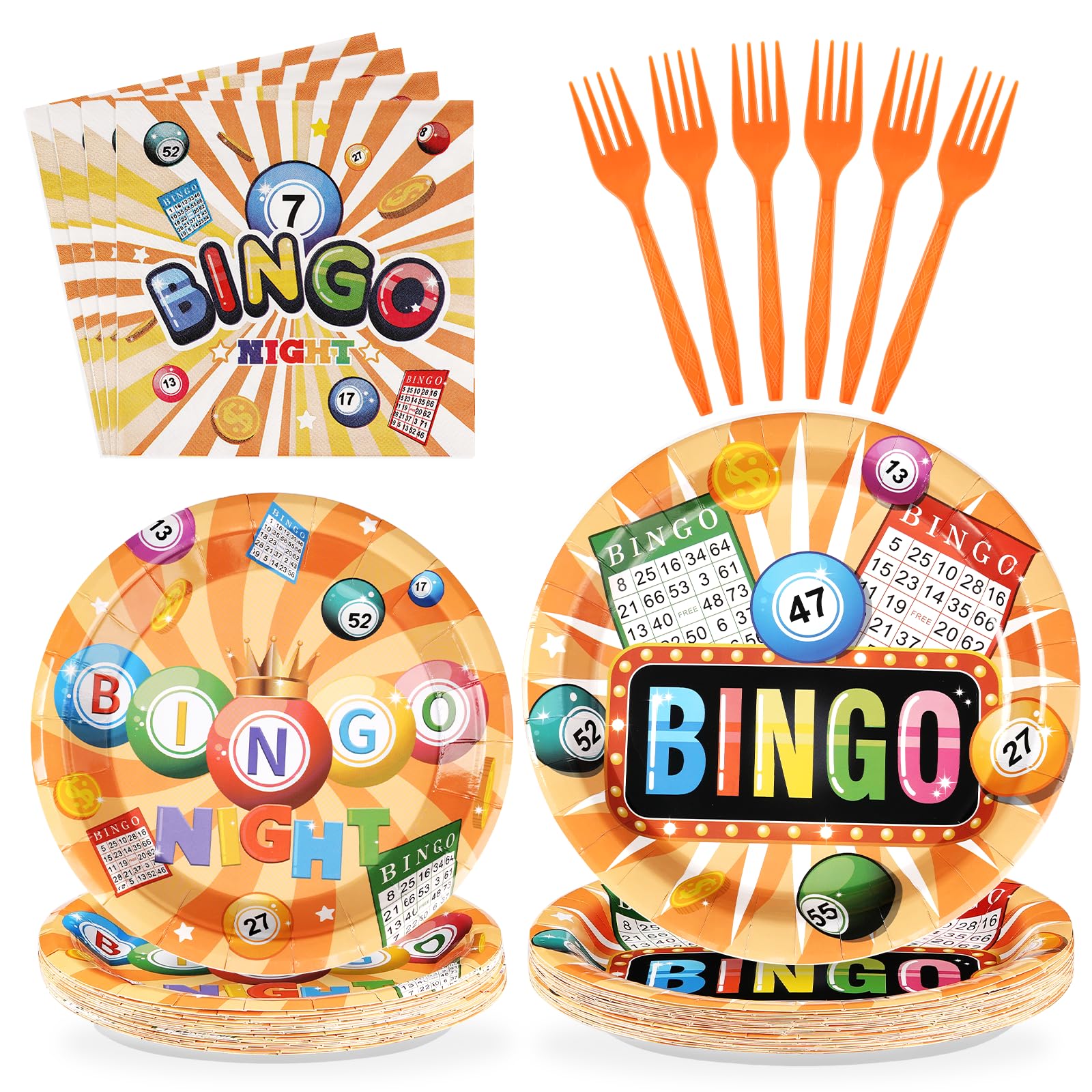 Amazon.com: 96Pcs Bingo Party Supplies Bingo Party Plates Disposable ...