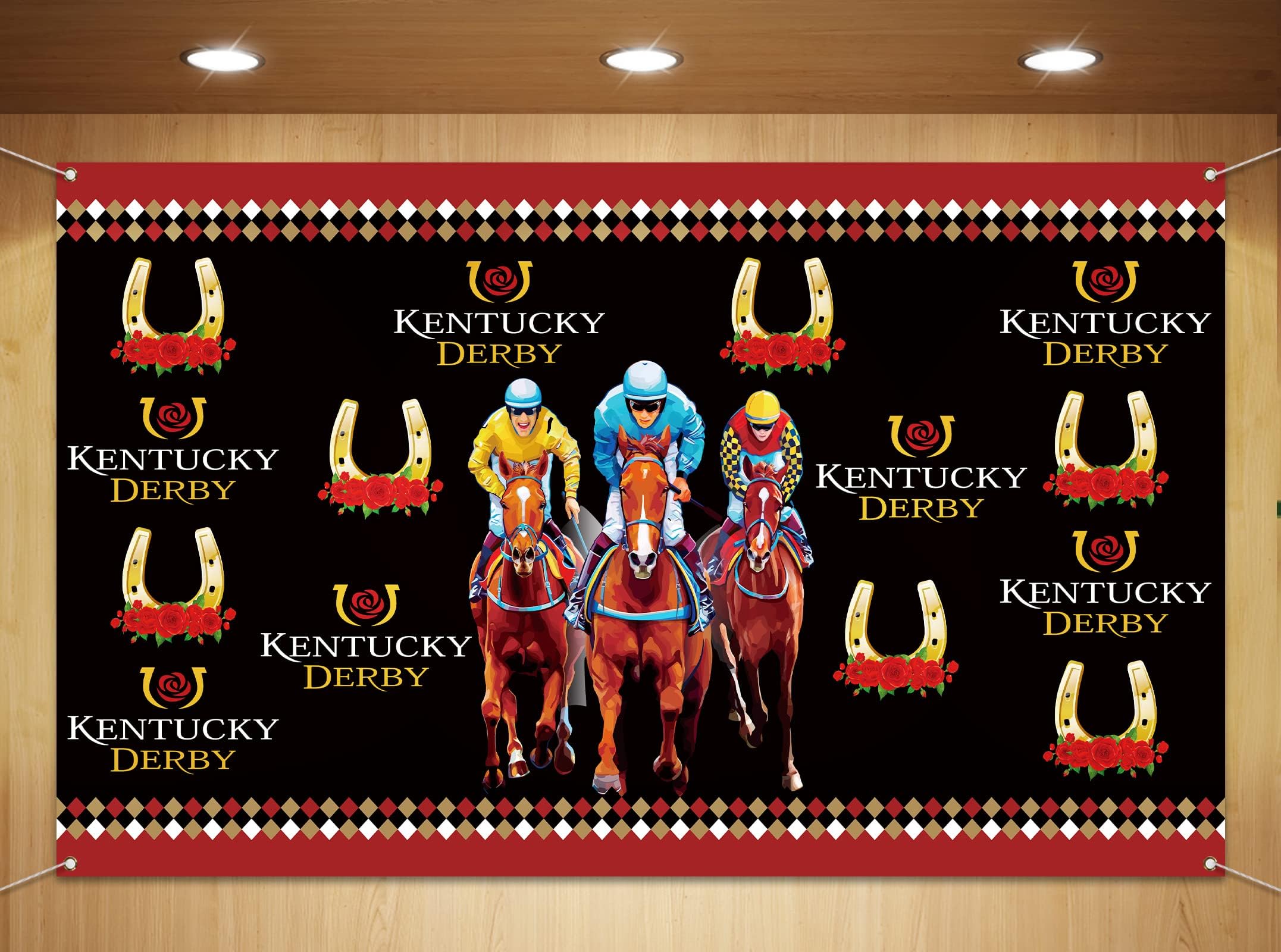 Amazon.com : Sunwer Derby Photo Booth Backdrop Kentucky Run for The ...