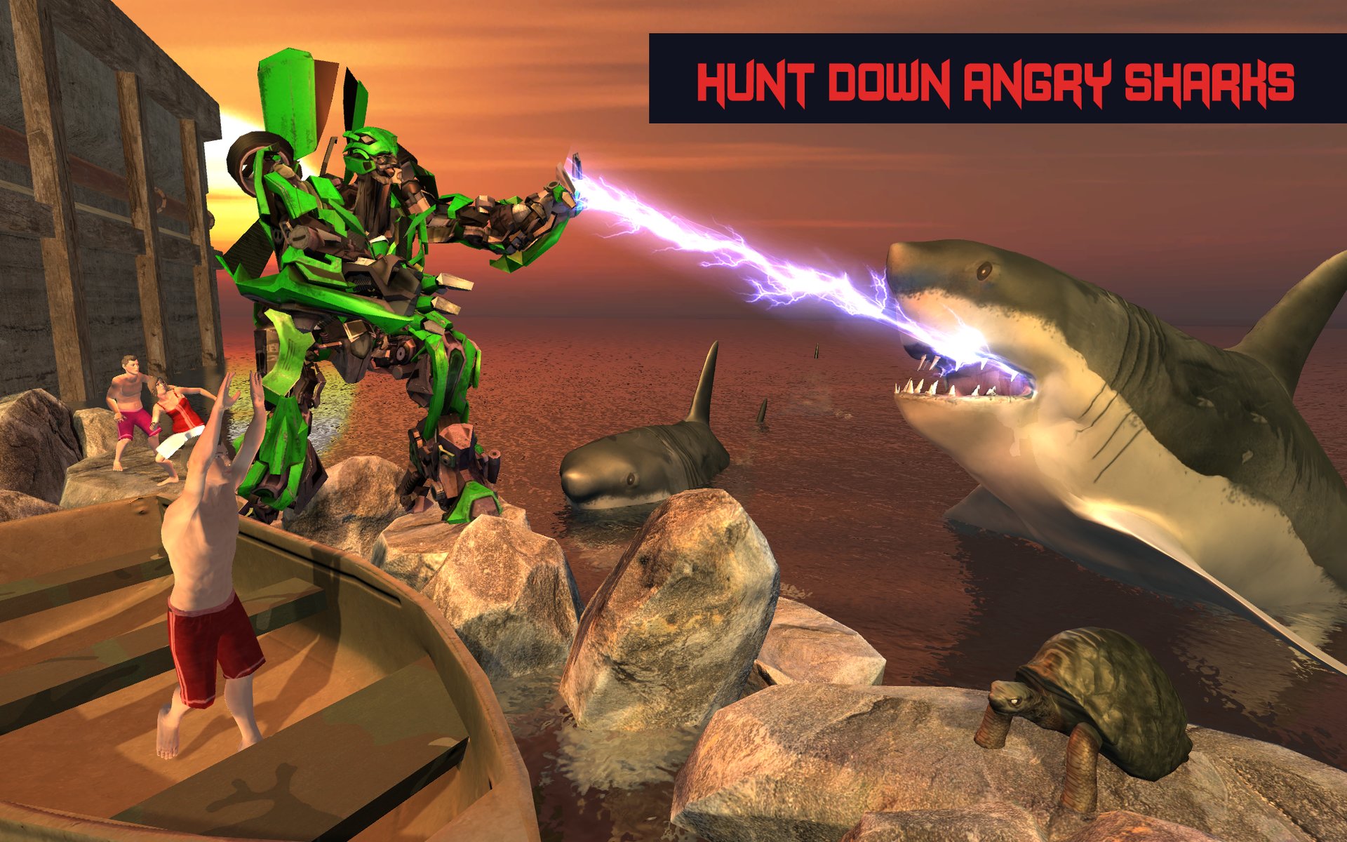 Robot vs Shark Rescue Game - Underwater Submarine Shark Robot Shooting ...