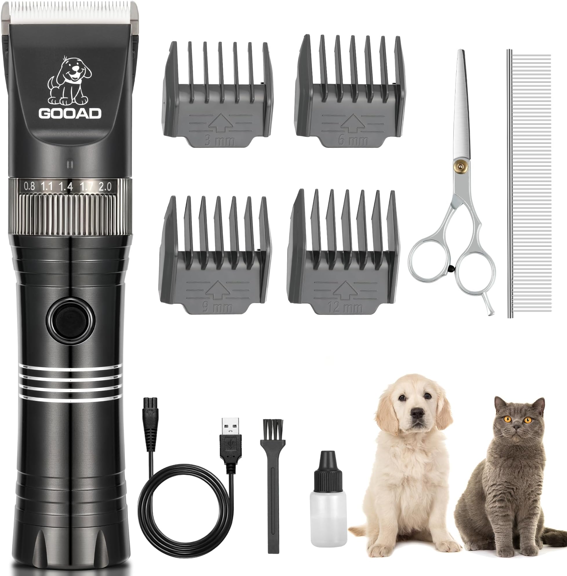 Amazon.com: Gooad Dog Clippers for Grooming, Cordless,Low Noise ...