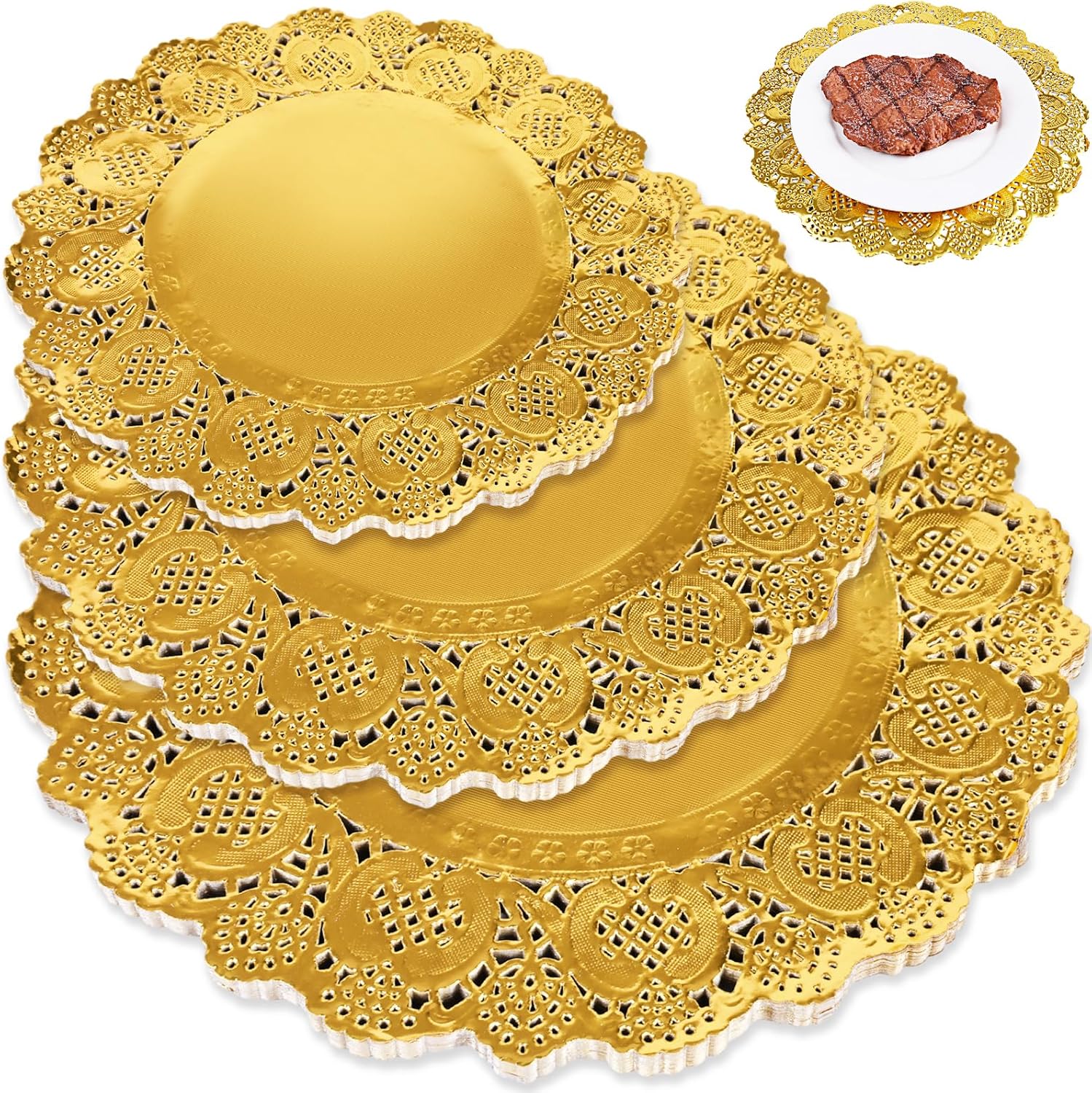Amazon.com: HAKSEN 108PCS Paper Lace Doilies, Gold Food Doilies ...