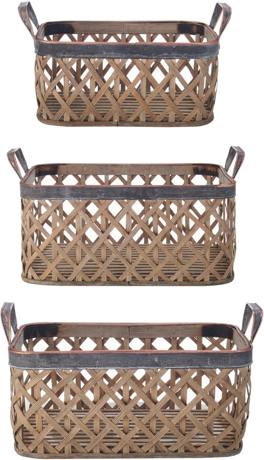 Amazon.com: Elements Nesting Bamboo Criss Cross Baskets, Brown : Home ...