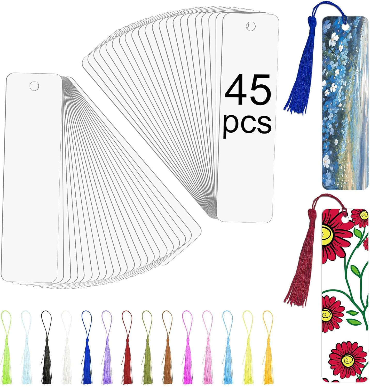 Amazon.com: LIZOIDZSM 45 Pcs sublimation bookmarks，sublimation bookmark ...