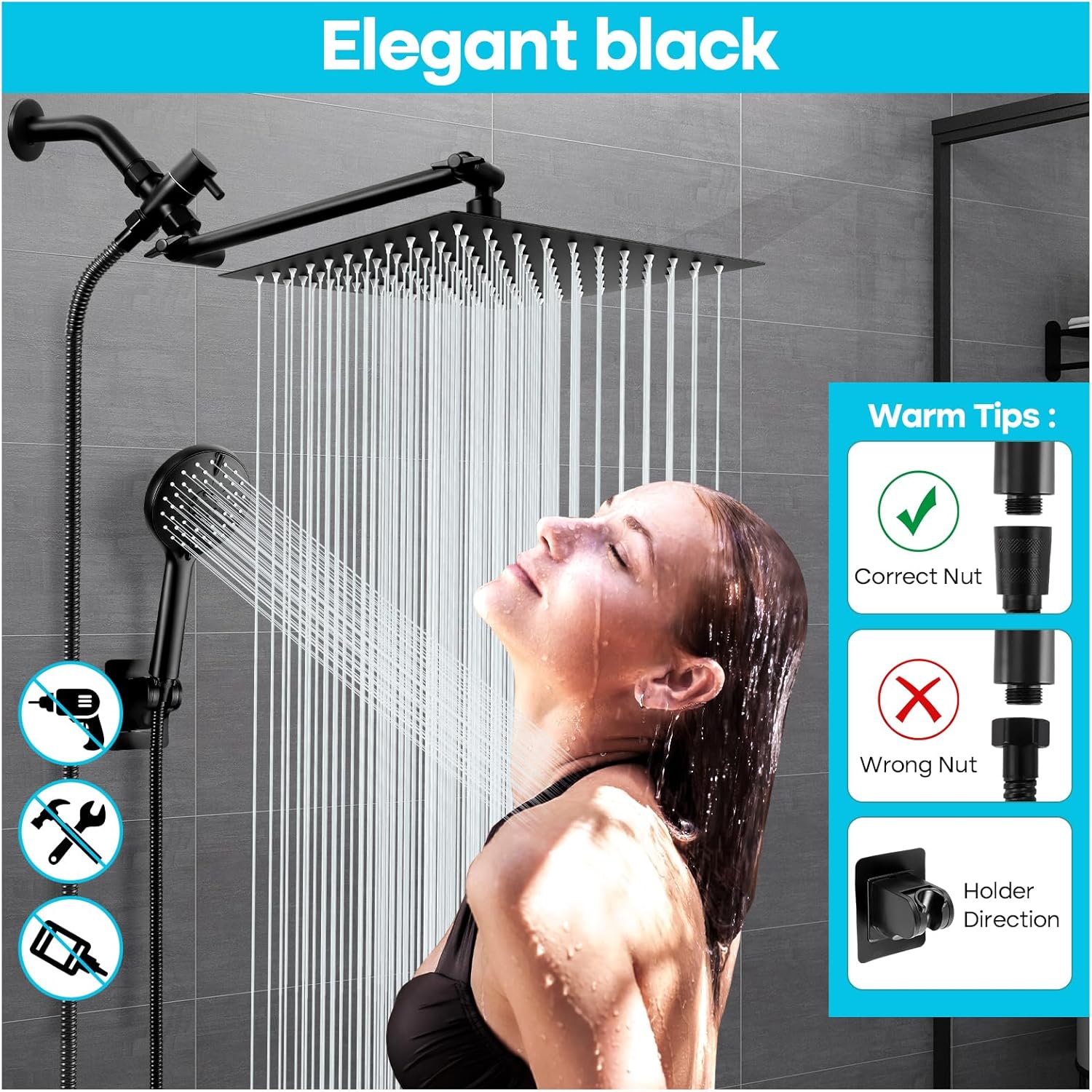 Rainfall Shower head With Handheld Sprayer Combo, Handheld Shower Head ...