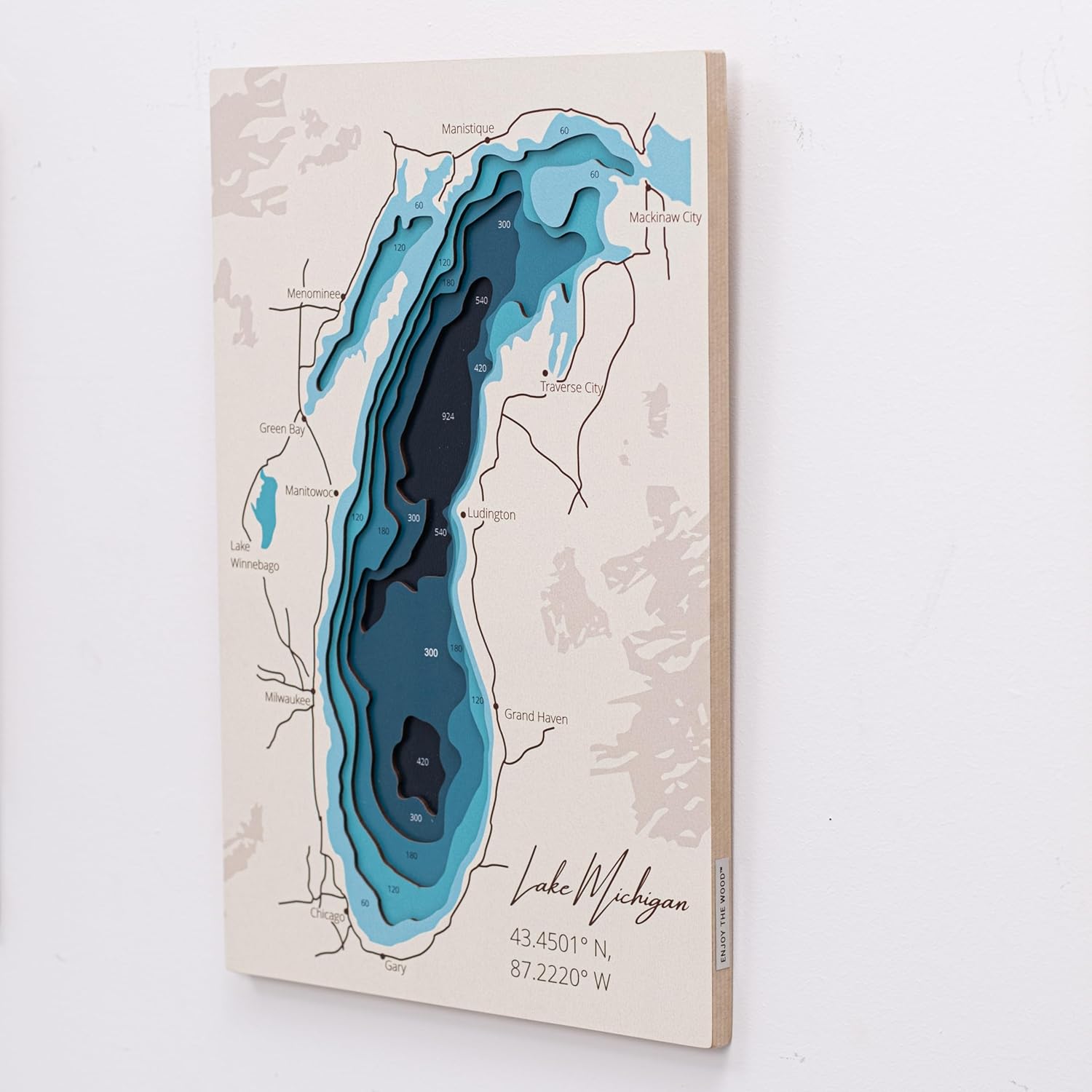 Amazon.com: Wooden Lake Plan House Decor Wood Lake Map Wall Decoration ...