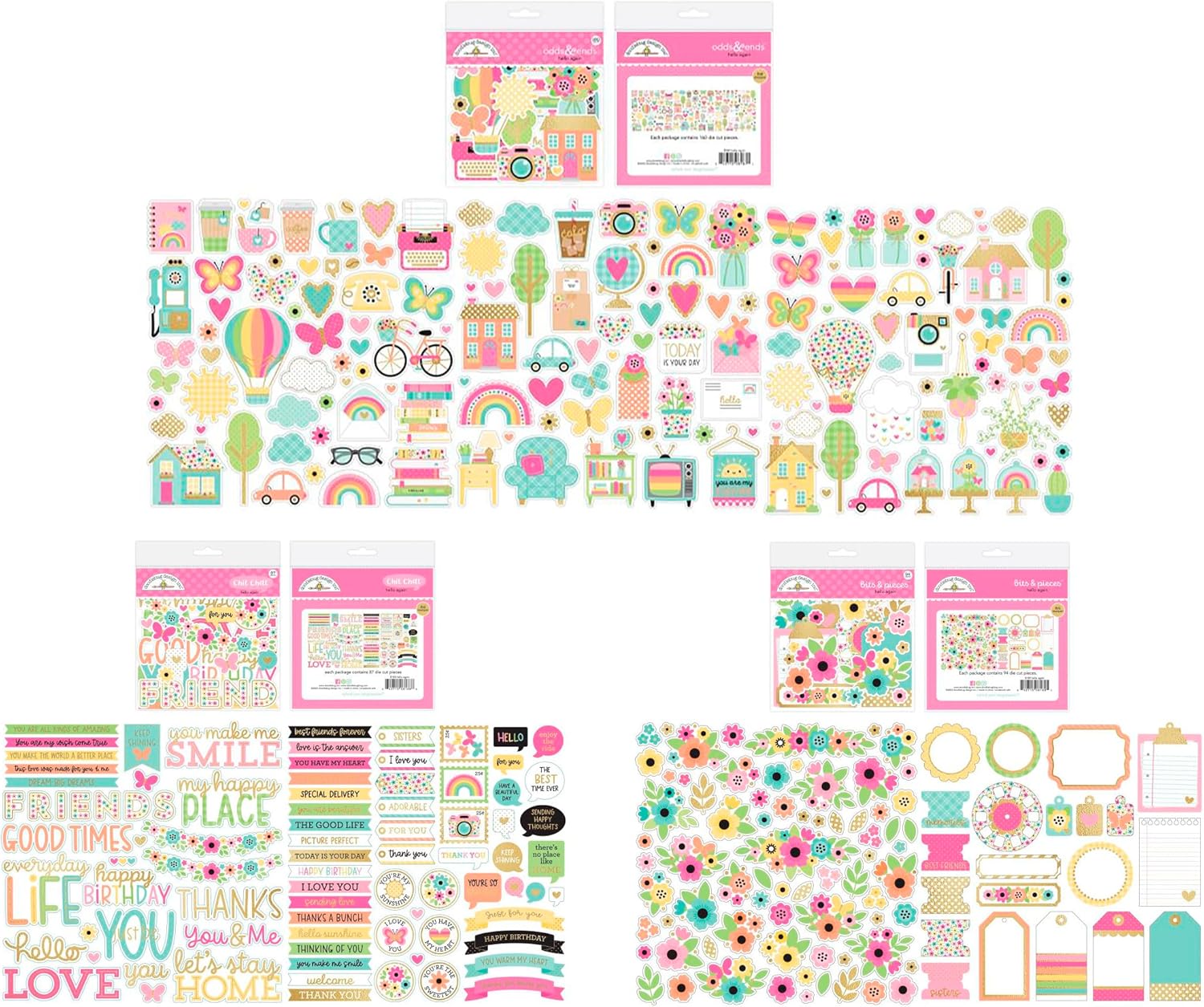 Amazon.com: Doodlebug Hello Again Collection Bundle - Odds & Ends Die ...