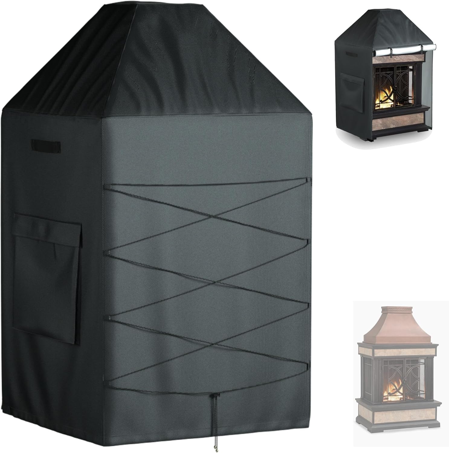 Amazon.com : Outdoor Fireplace Cover, Patio Wood Burning Rain Cover ...