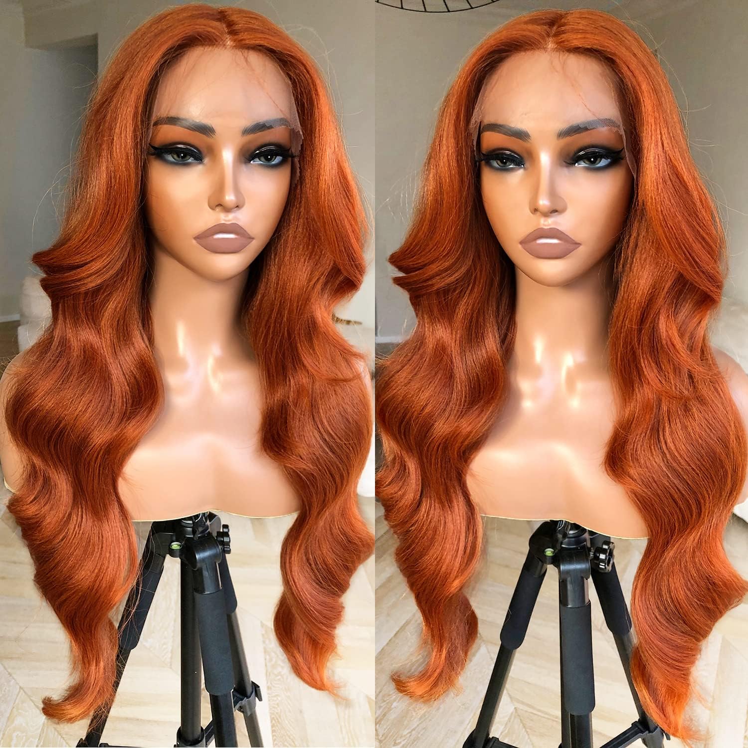 Amazon.com : BlackSwern Ginger Wig Ginger Orange Body Wave Lace Front ...