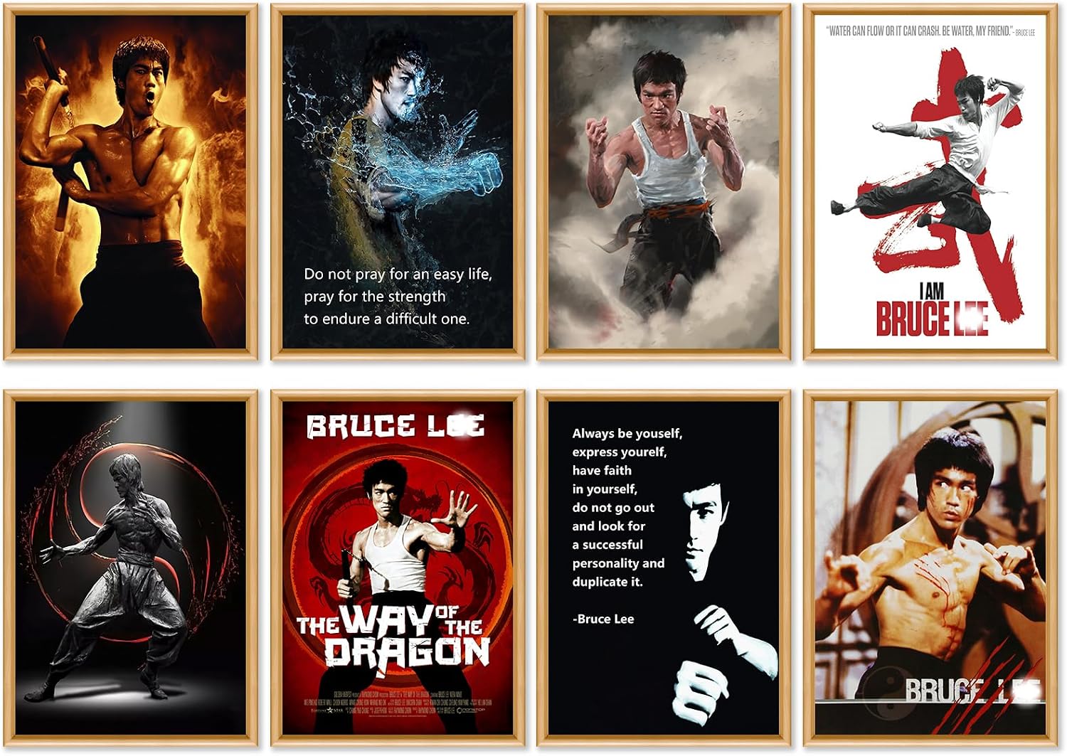 Amazon.com: Bruce L ee Poster (8 Pcs 11 * 16 inch) Posters for Room ...