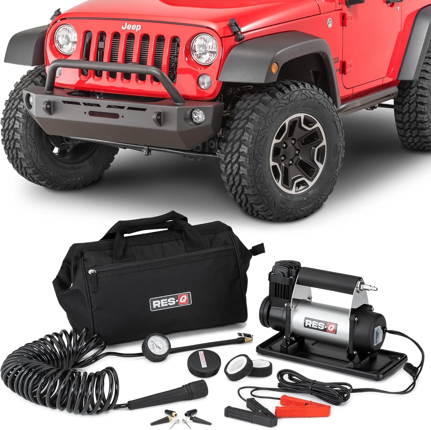 RES-Q 30 Amp Portable Air Compressor Kit - 150 PSI Tire Inflator ...