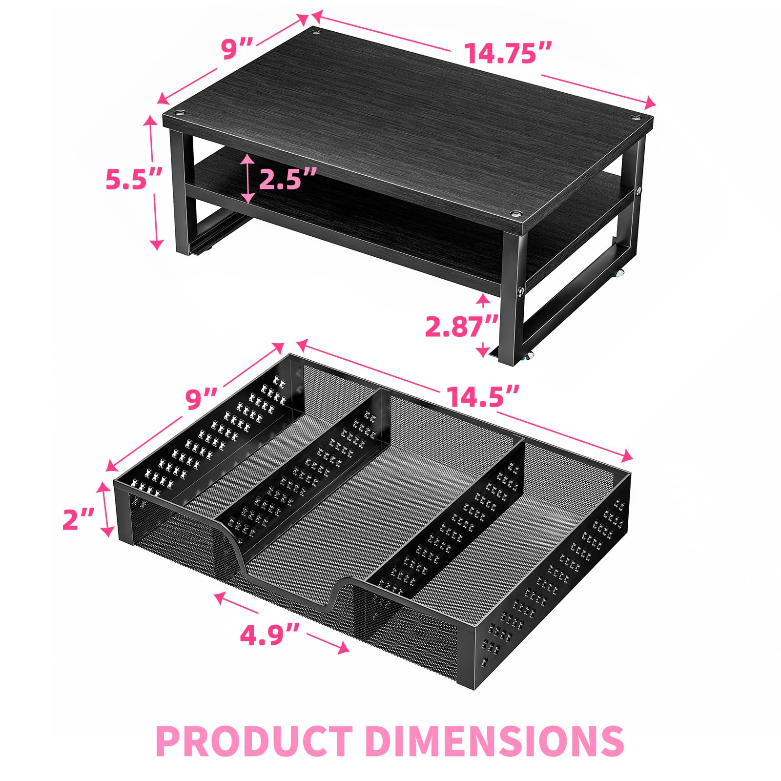 Snapklik.com : Ekisemio 2-Tier Wood Monitor Stand Riser