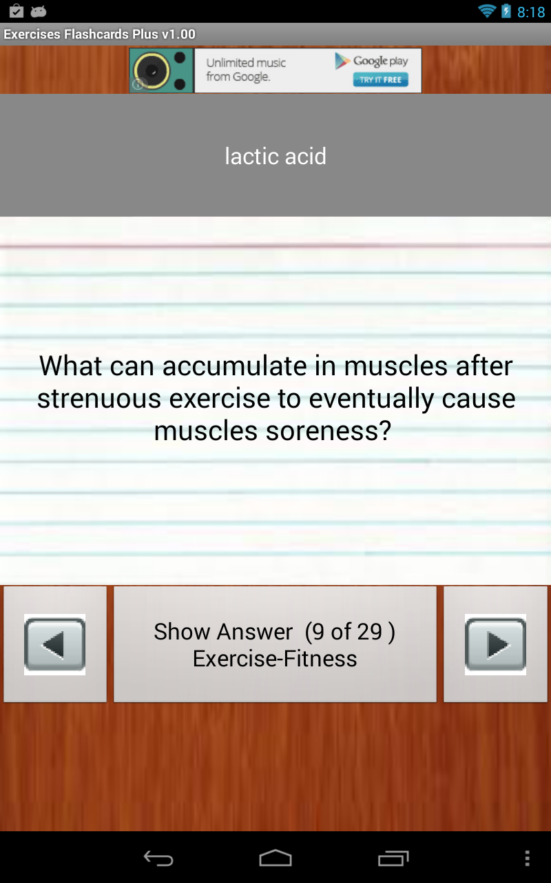Exercise Flashcards Plus - App on Amazon Appstore
