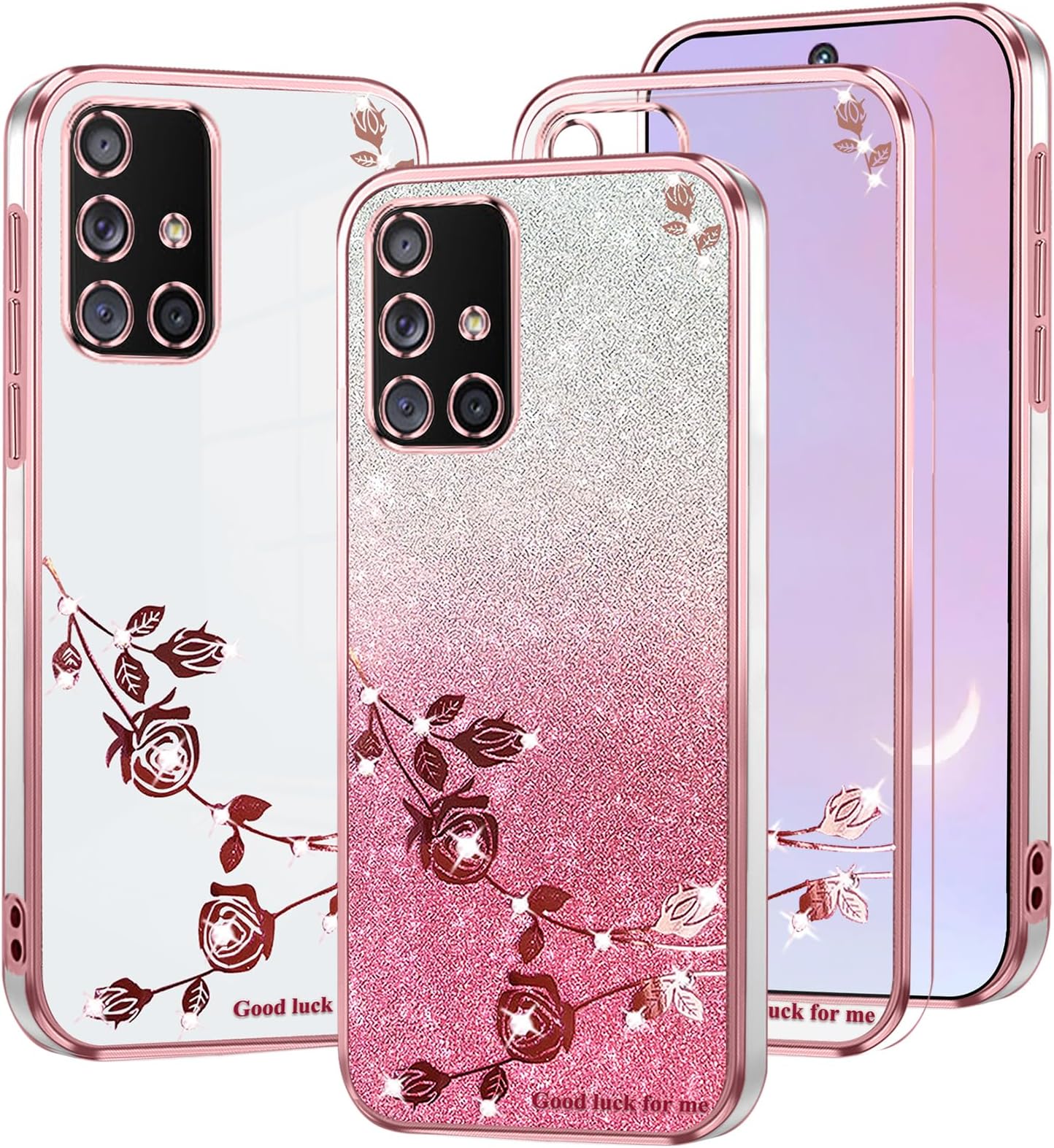 Amazon.com: Kainevy for Samsung A51 Phone Case 4G Clear Glitter Pink ...