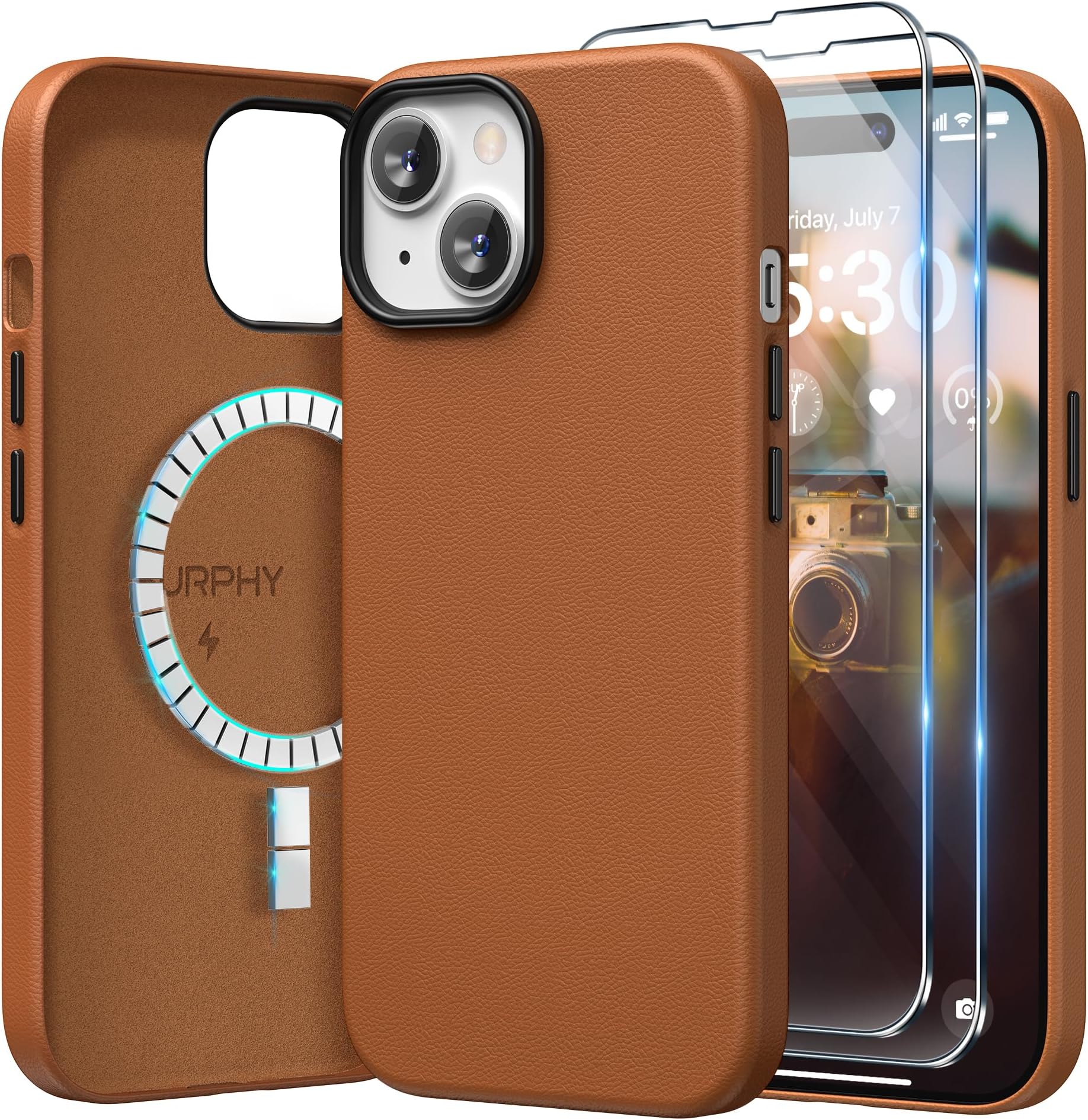 SURPHY Funda de Piel para iPhone 15 Case Compatible con MagSafe 6.1 ...