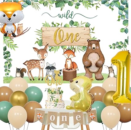 Amazon.com: Fangleland Woodland Creatures 1st Birthday Decorations for ...