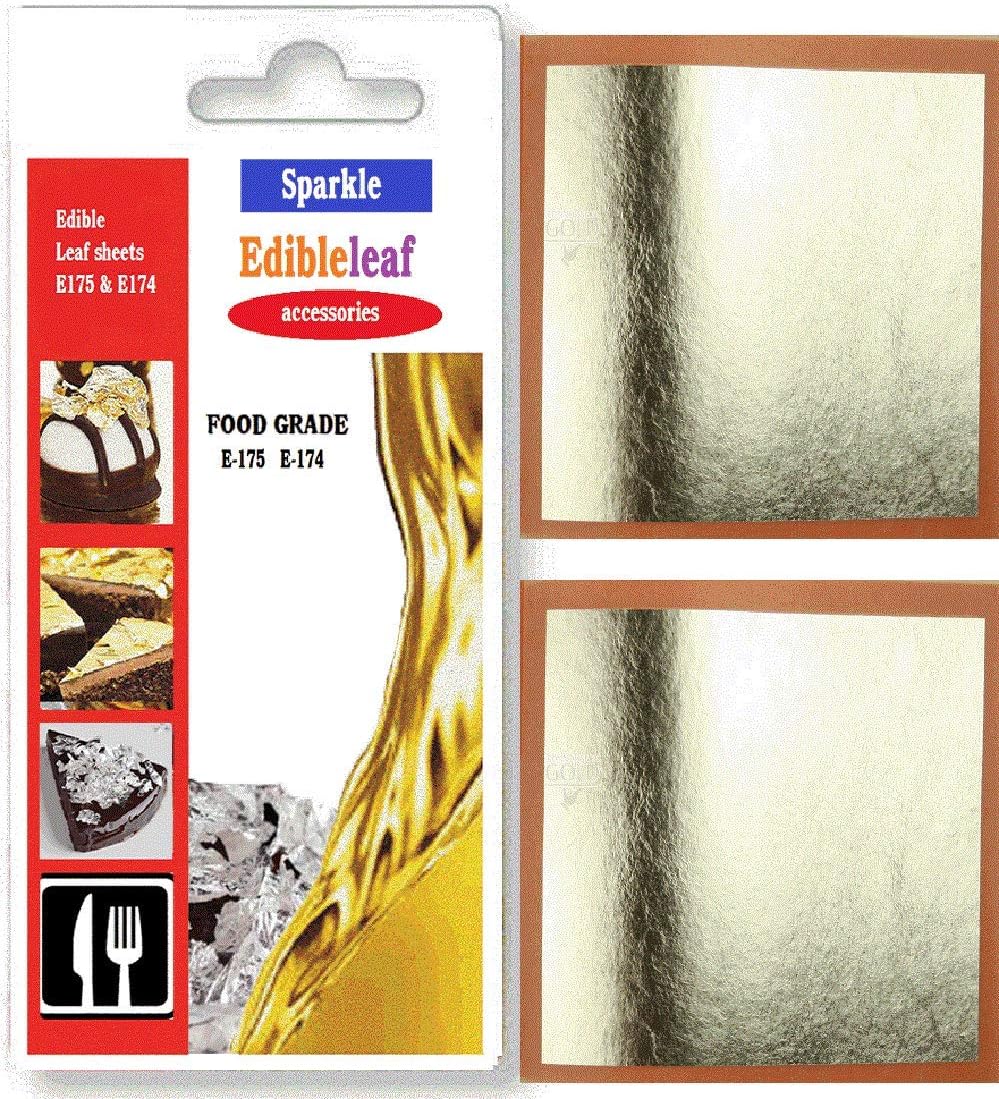 10 Real Silver Leaf Leaves Genuine Pure 999/1000 Edible Gilding 60mm x ...