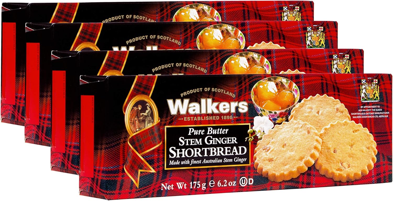 Walkers Stem Ginger Shortbread 175 g (Pack of 4) : Amazon.co.uk: Grocery