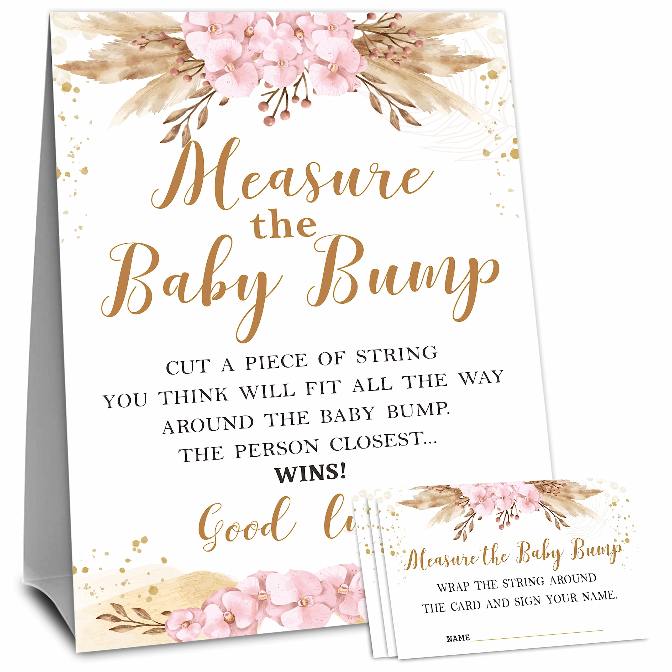 Amazon.com: Boho Floral Baby Shower Measure The Baby Bump, Measure ...