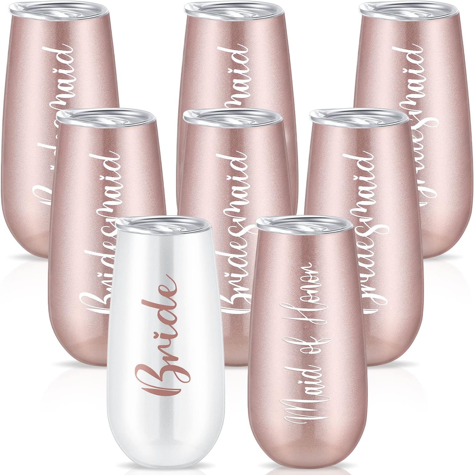 Amazon.com | Amyhill Bridesmaid Wine Tumblers, Bride Champagne Flute ...
