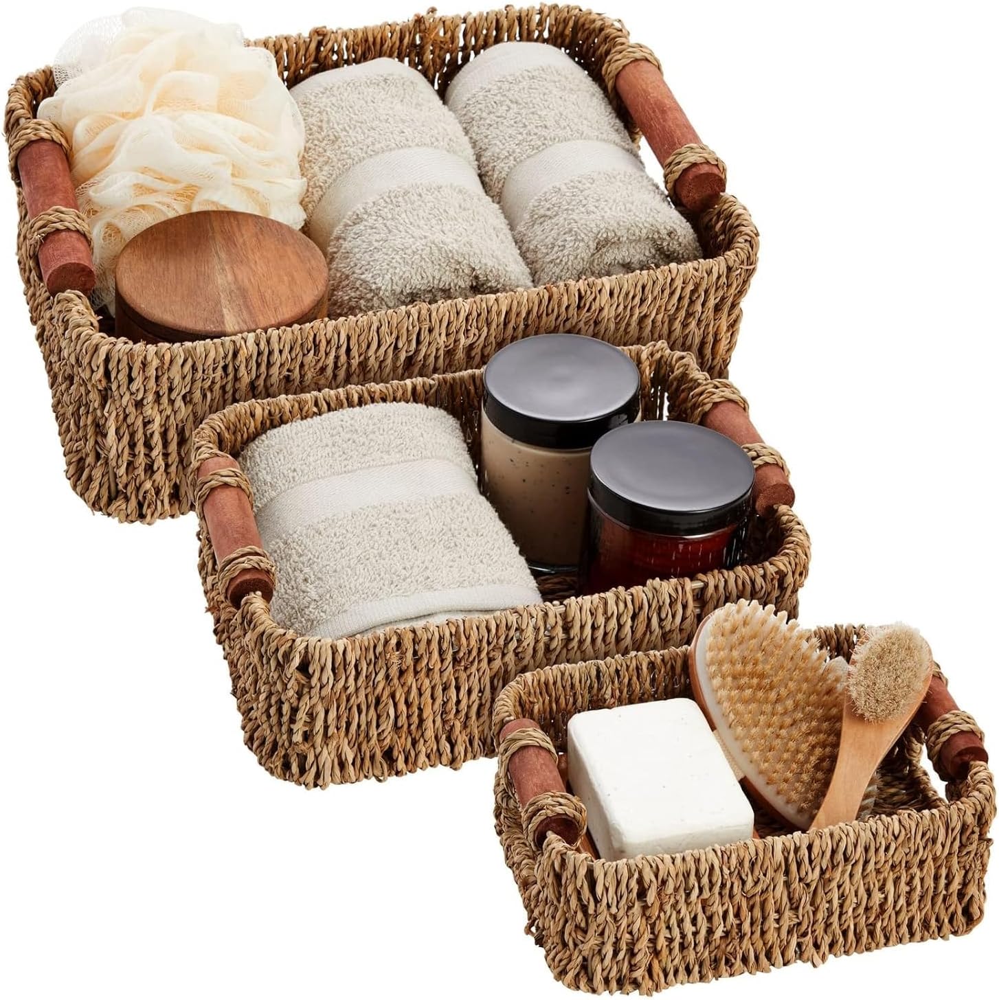 Amazon.com: Juvale Three Nesting Wicker Baskets - 11 x 8 x 3.5 in, 9.5 ...