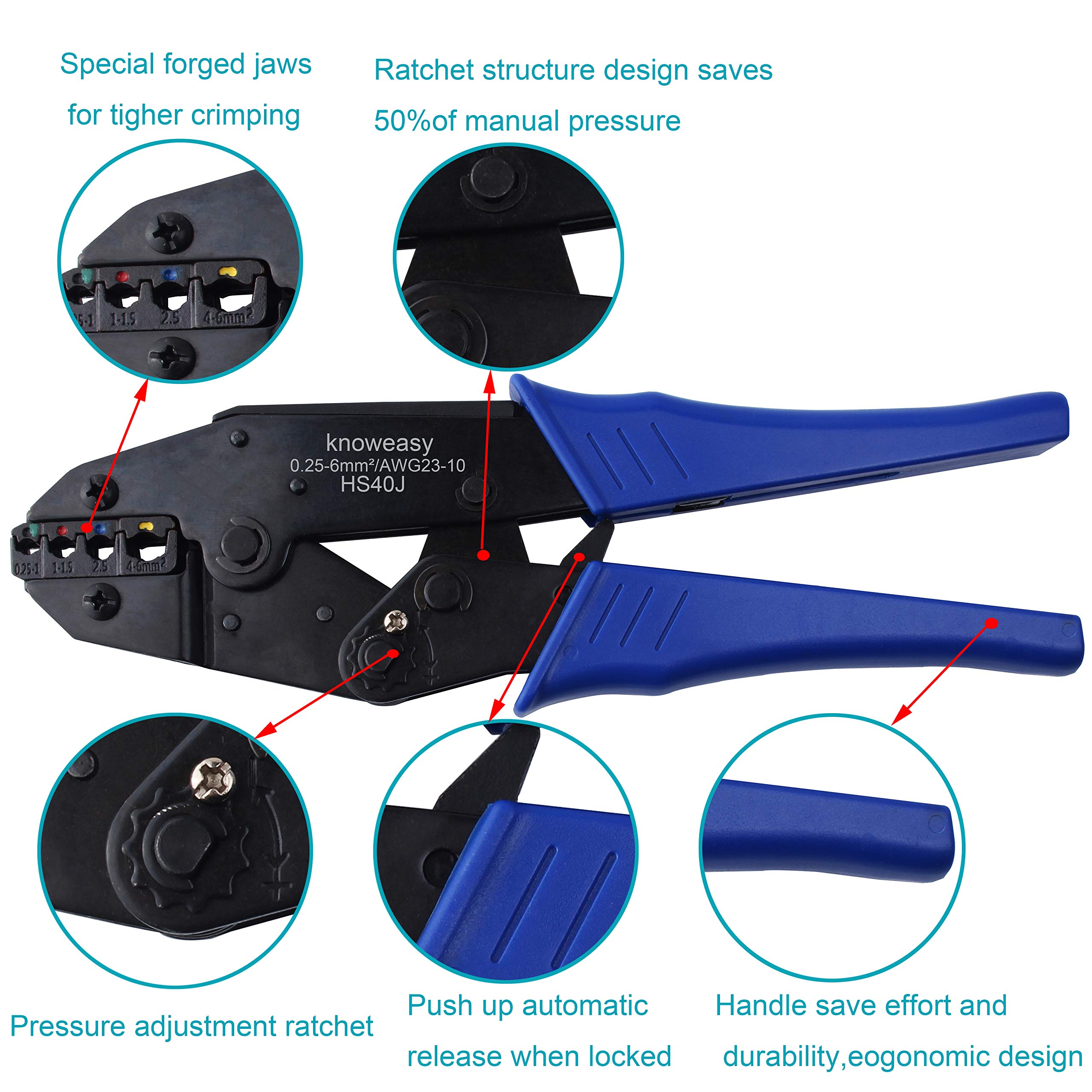 Wire Terminals Crimper Kit, Knoweasy 2 in 1 CrimpTool Wire Terminals ...