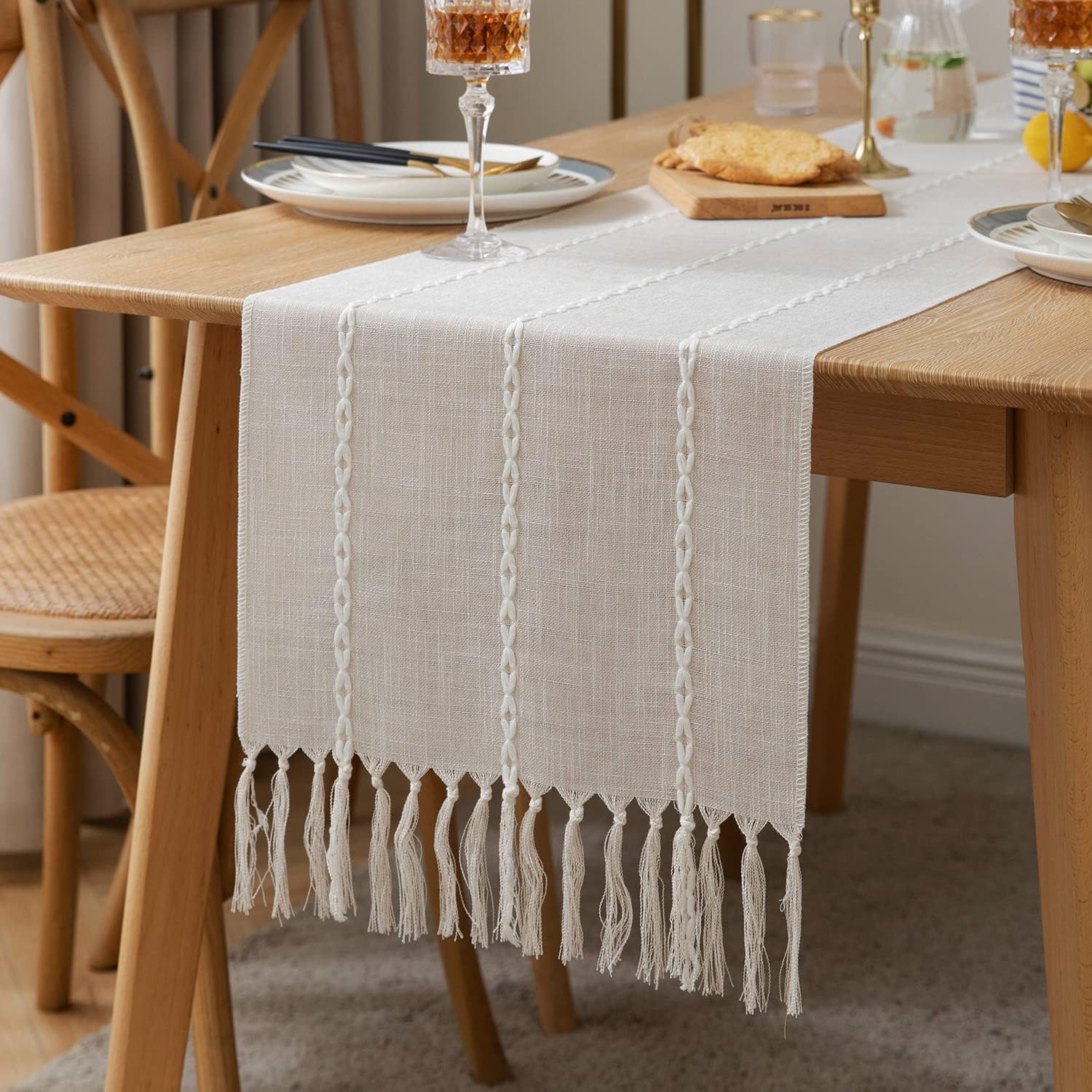 Amazon.com: ZeeMart Farmhouse Table Runner, Rustic Table Runners 90 ...