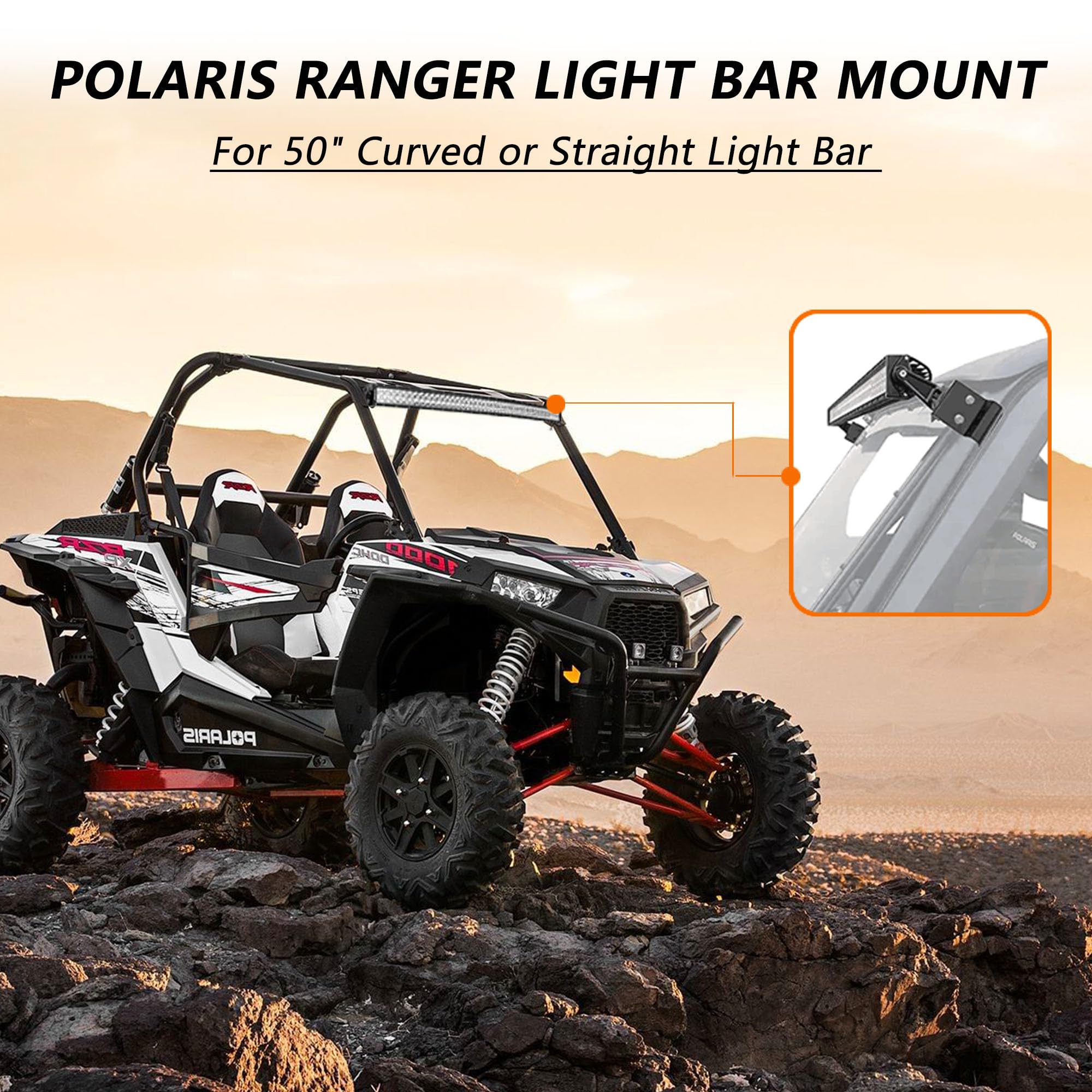Snapklik.com : UTV Light Bar Mounts For Polaris Ranger Windshield Pro ...