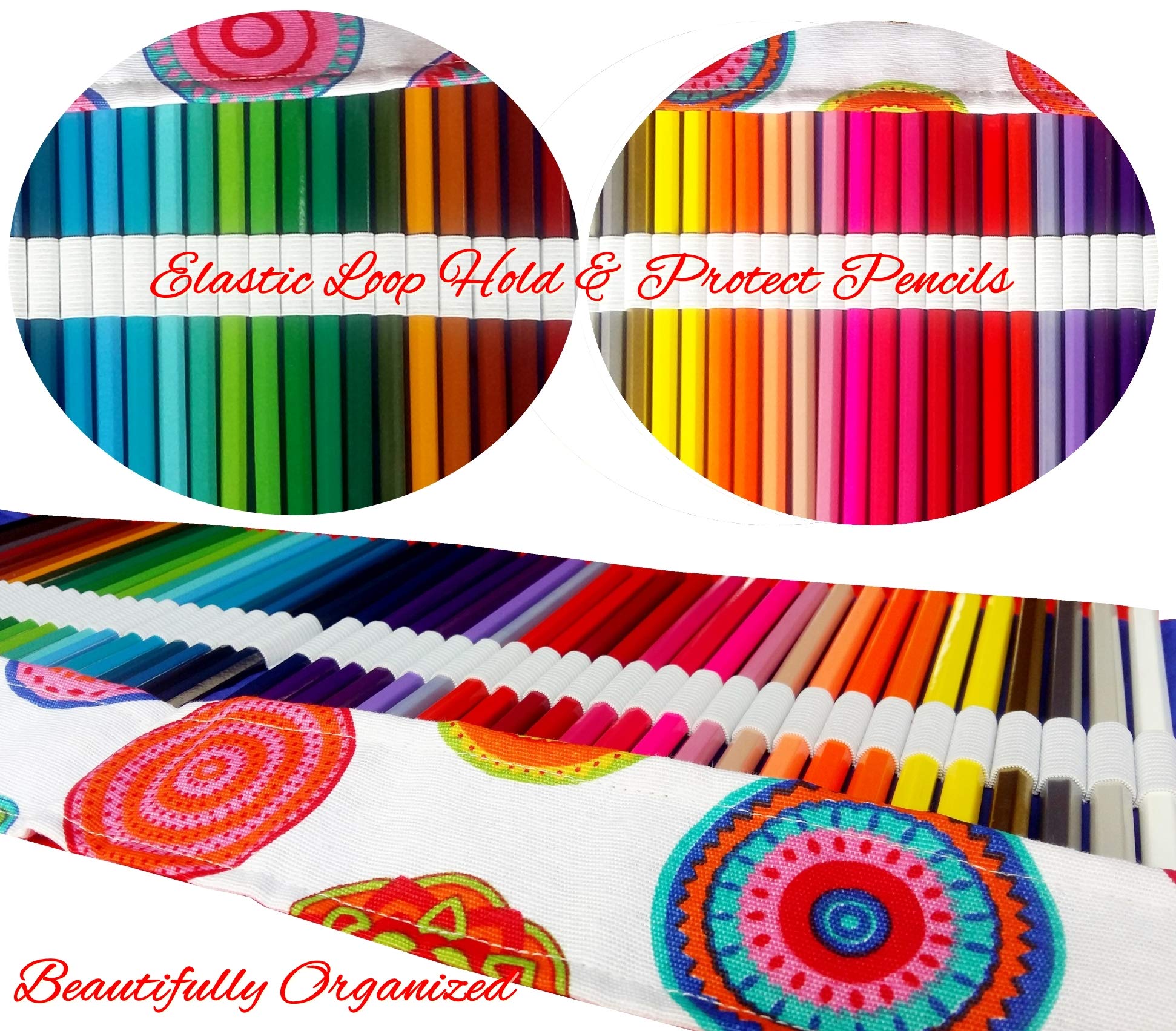 Amazon.com : Mandala Colored Pencil Roll Up Wrap Set for Kids Adults ...