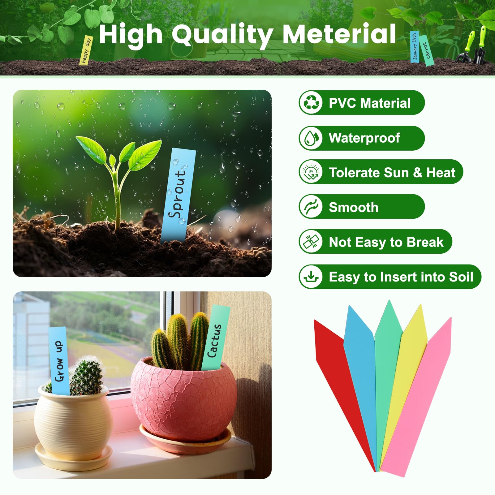 Dalen Plastic Plant Markers 10 Stks Plant Labels Lange 12 Inch Plant