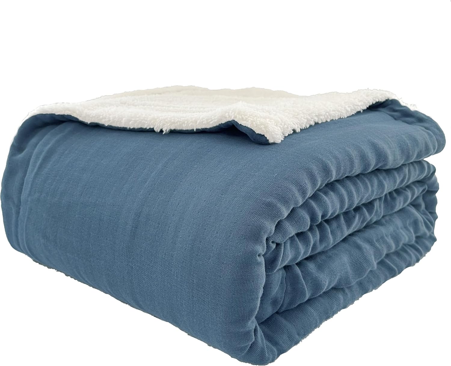 Amazon.com: DerF HOME Muslin Sherpa Throw Blanket 50x60 inch Thick Fall ...