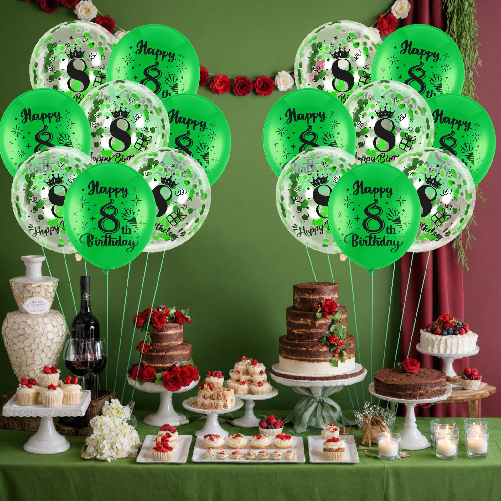 Snapklik.com : Green 8th Birthday Decorations For Boys Girls Green ...