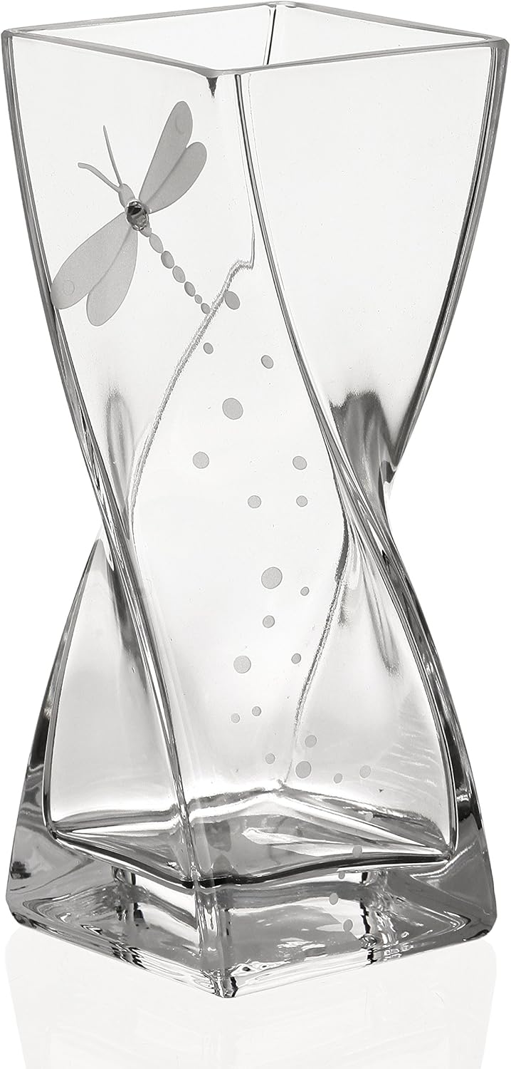Amazon.com: Dragonfly Vase - Handmade Glass Vase Decorated with Premium ...