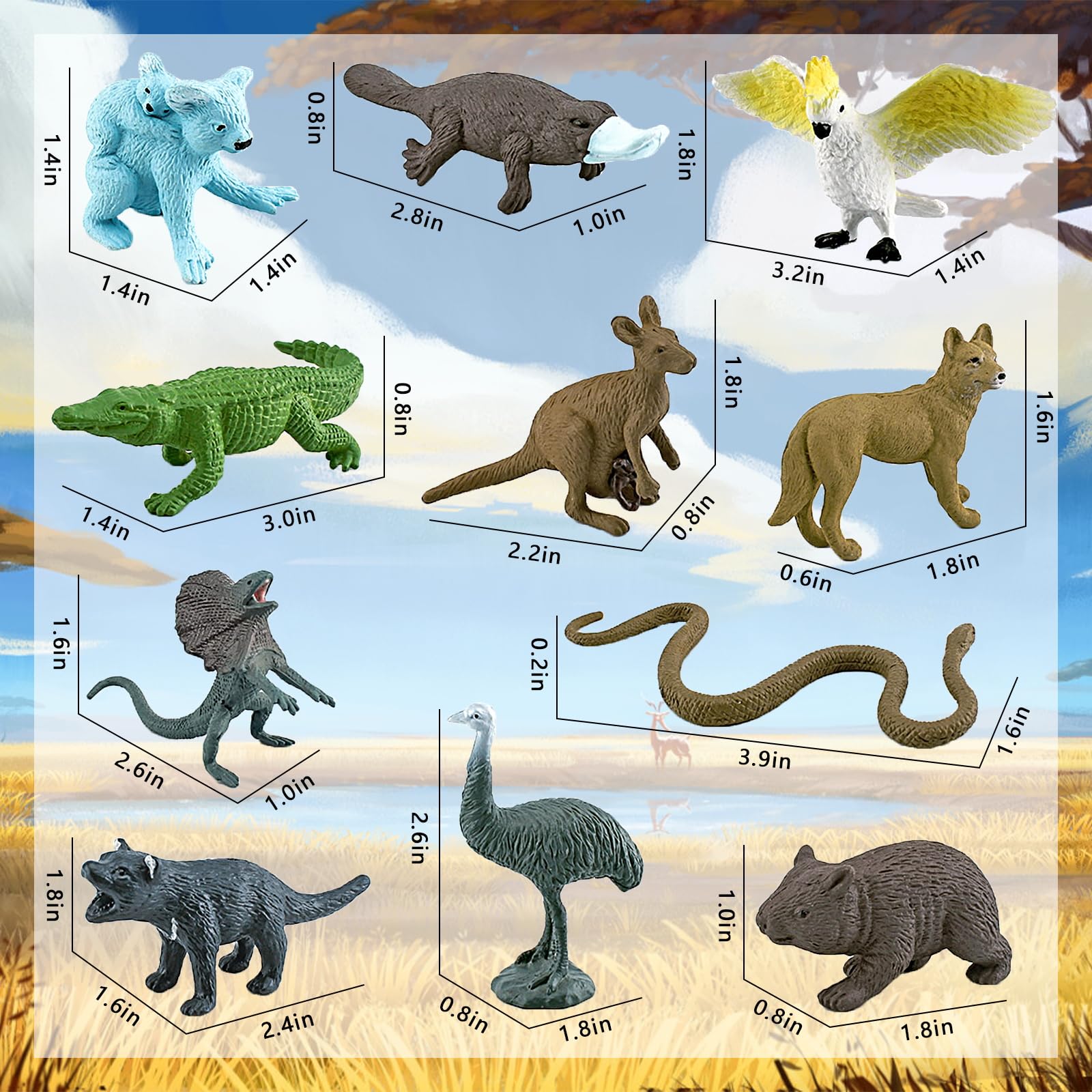 Snapklik.com : Newmemo Mini Australian Wildlife Animal Figurines Toy ...