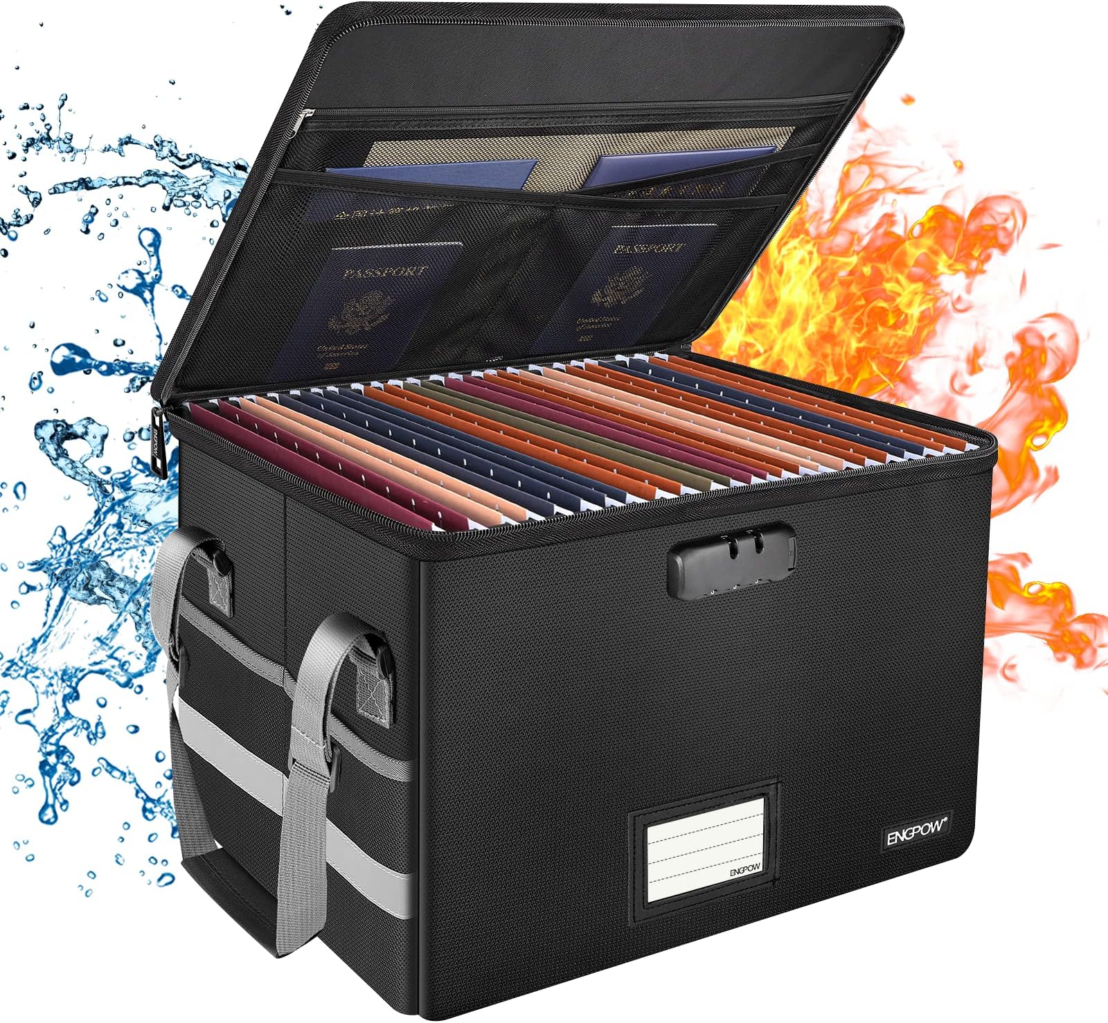 File Box with Lock,ENGPOW Fireproof Box File Storage Organizer Anti ...