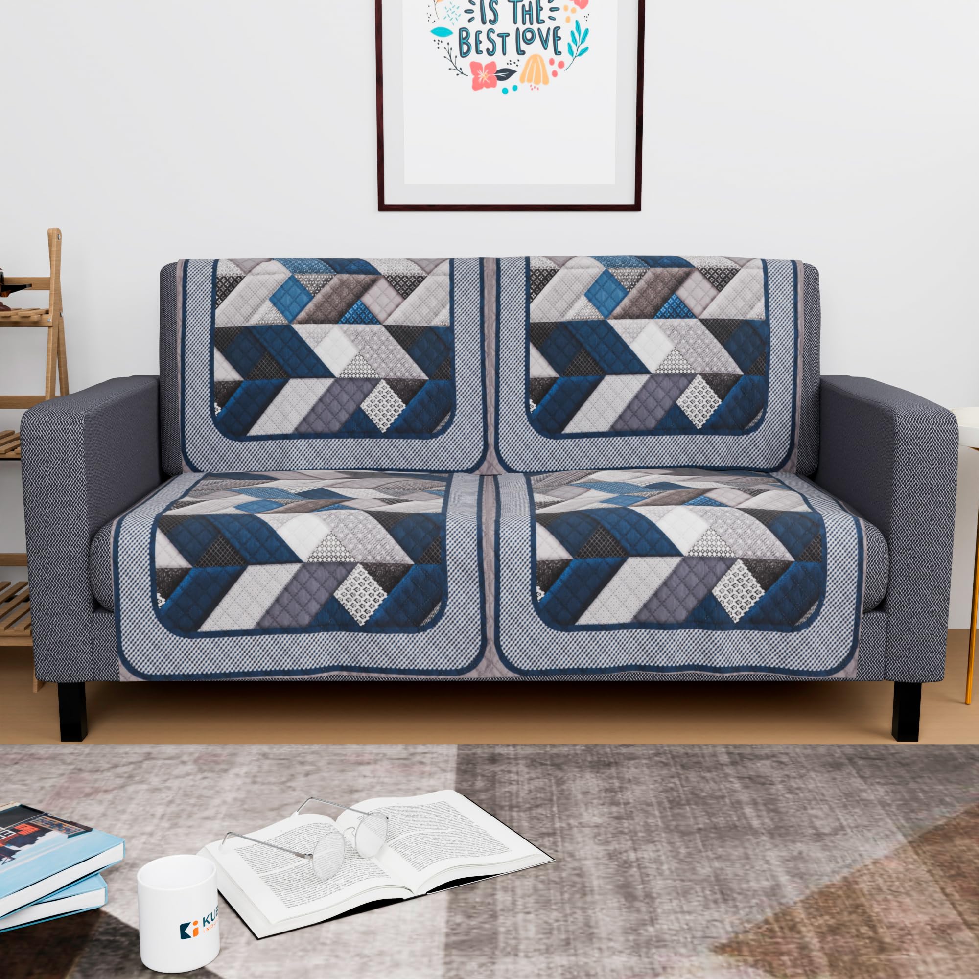 Kuber Industries Set of 4 Velvet 2 Seater Sofa Covers for Living Room ...