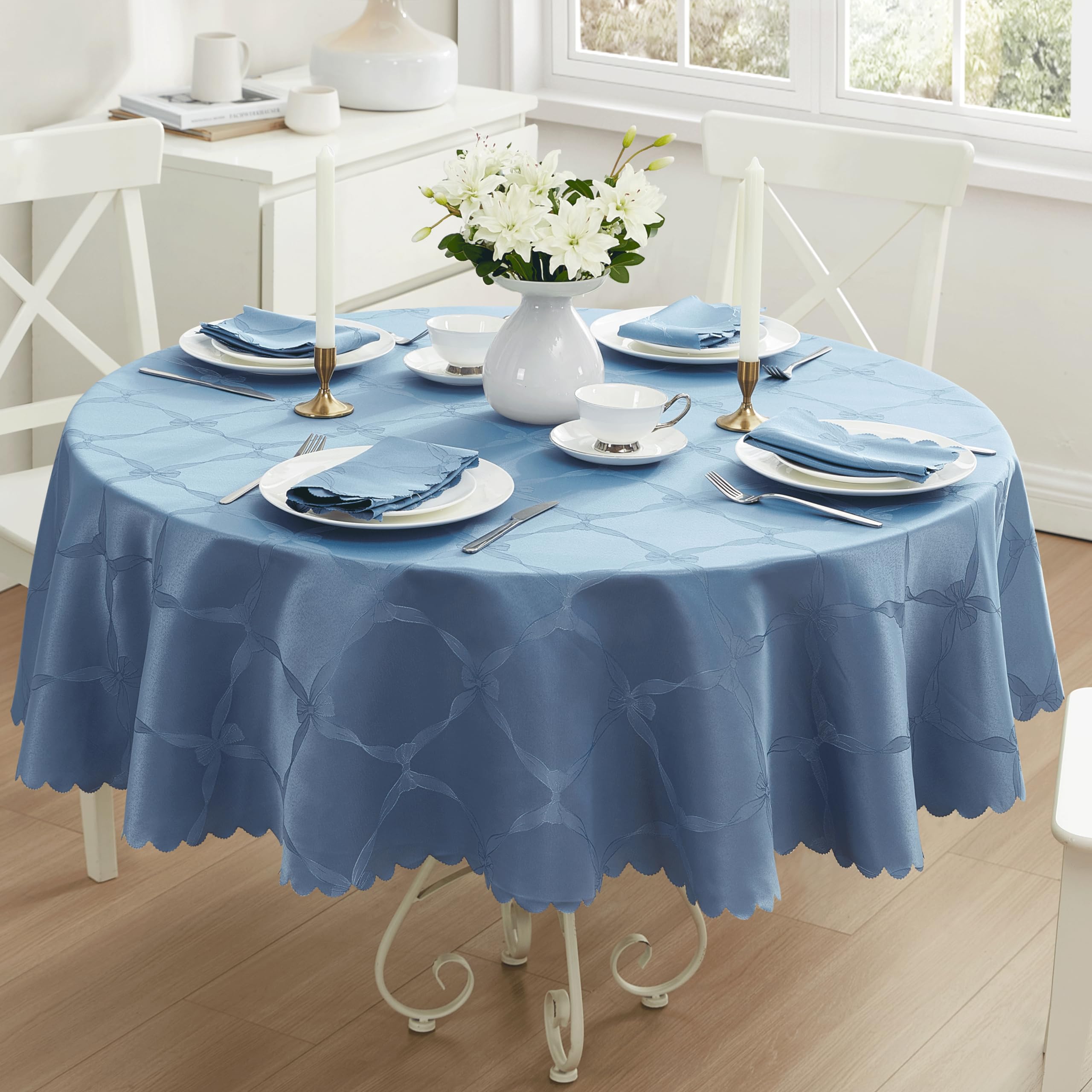 Amazon.com: Newbridge Round Fabric Tablecloth, 70 Inch, Easter Ribbons ...