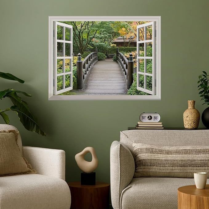 wall26 Modern White Window Looking Out Into a Bridge Surrounded by ...