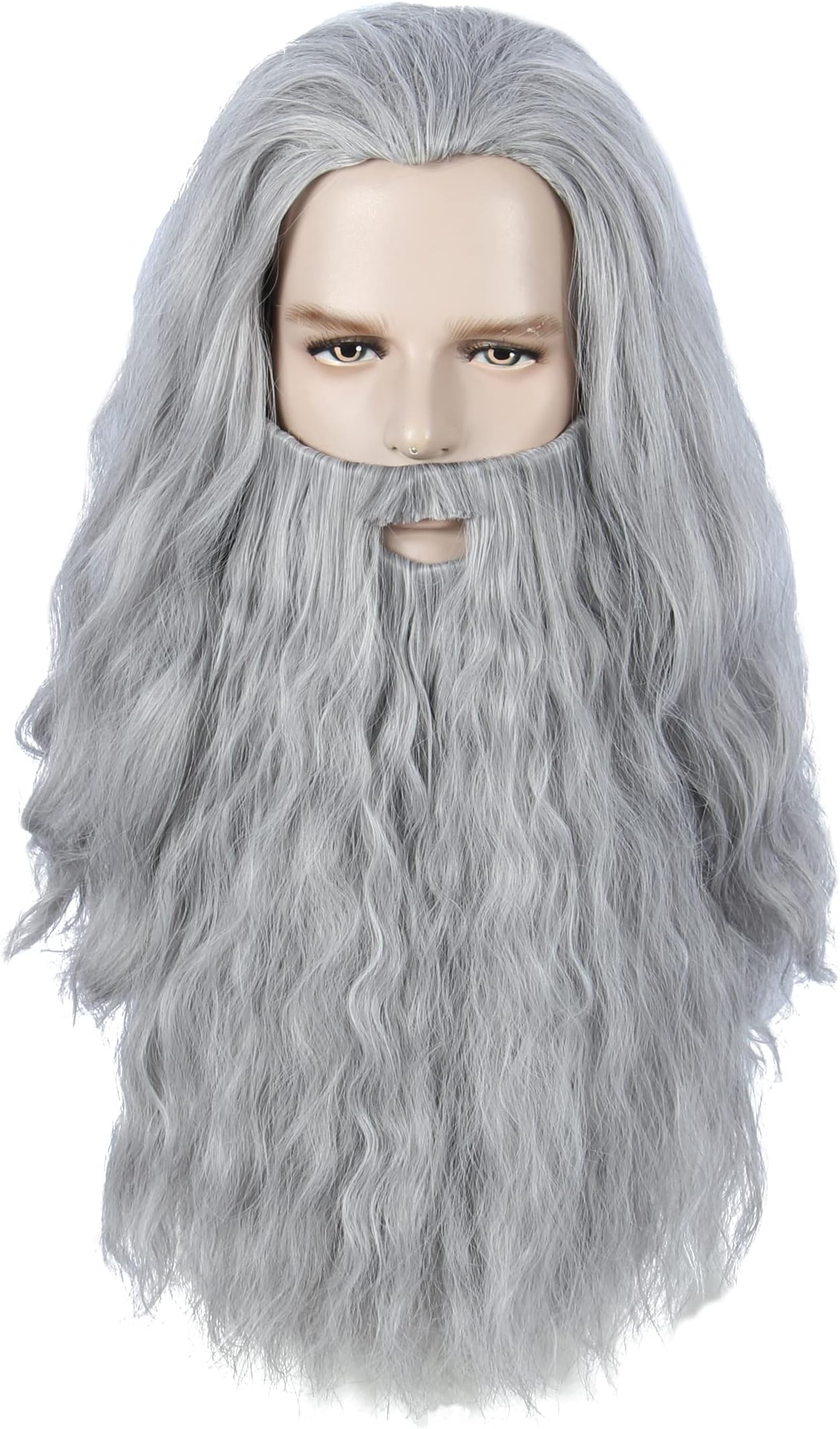 Amazon.com: Head Gamekeeper Wizard Beard & Wig Costume Set | Brown Wavy ...