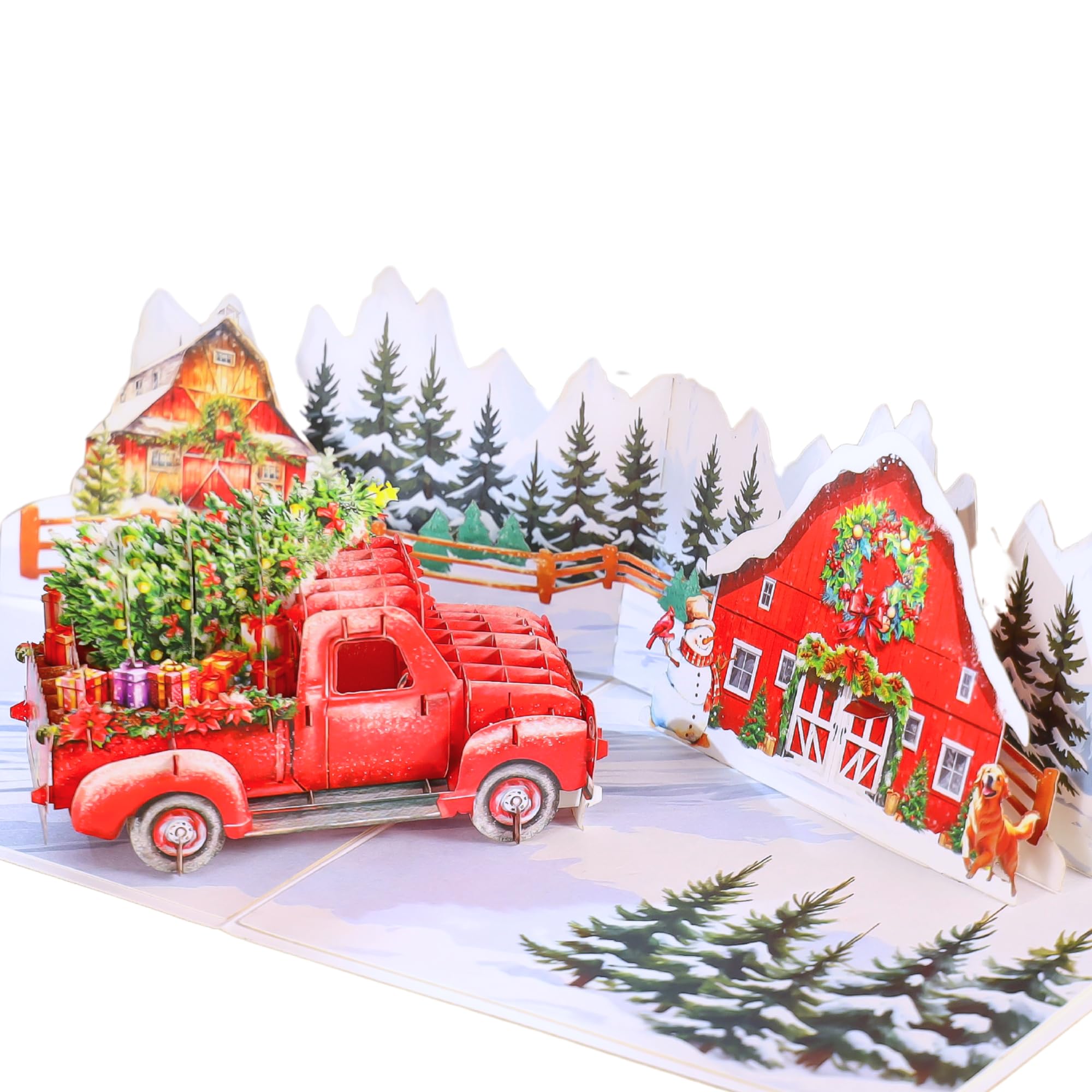 Amazon.com : Farm Christmas Cards, Pop Up Red Car Christmas Cards ...