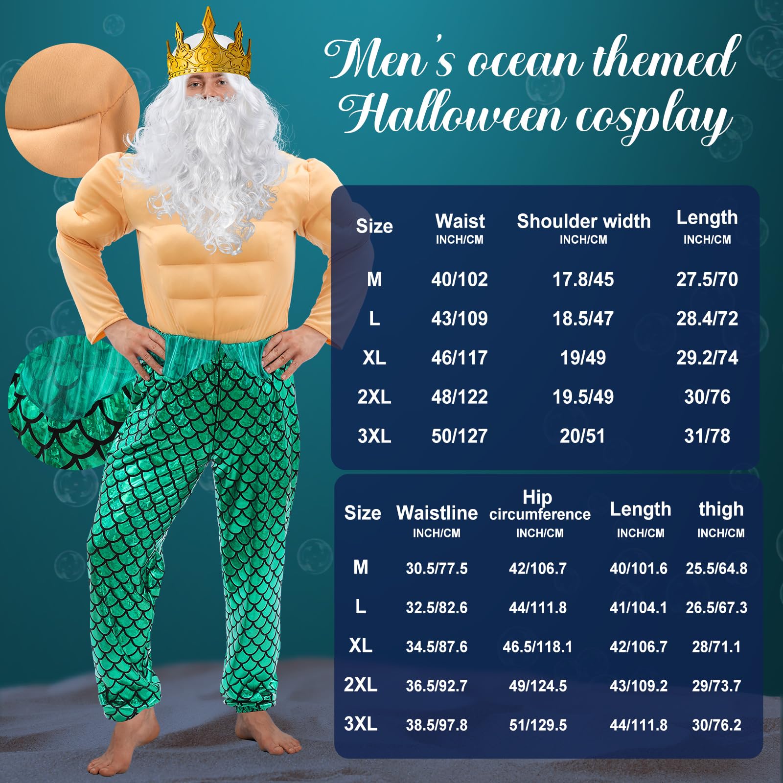 Snapklik.com : Croknit 7 Pcs Halloween Poseidon Costumes Set Sovereign ...