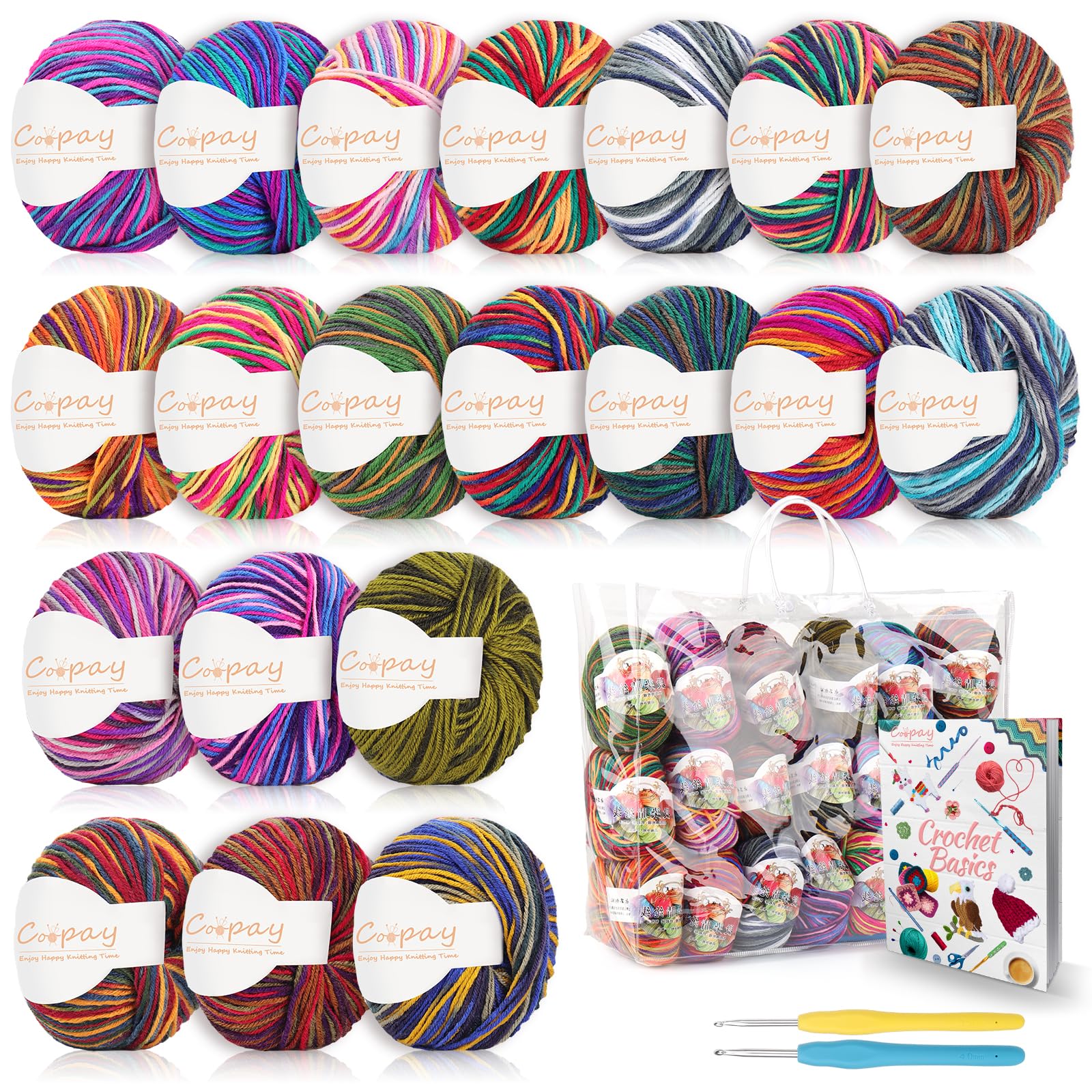 Amazon.com: Coopay 20 Colors Acrylic Yarn for Crocheting, Ombré Yarn ...
